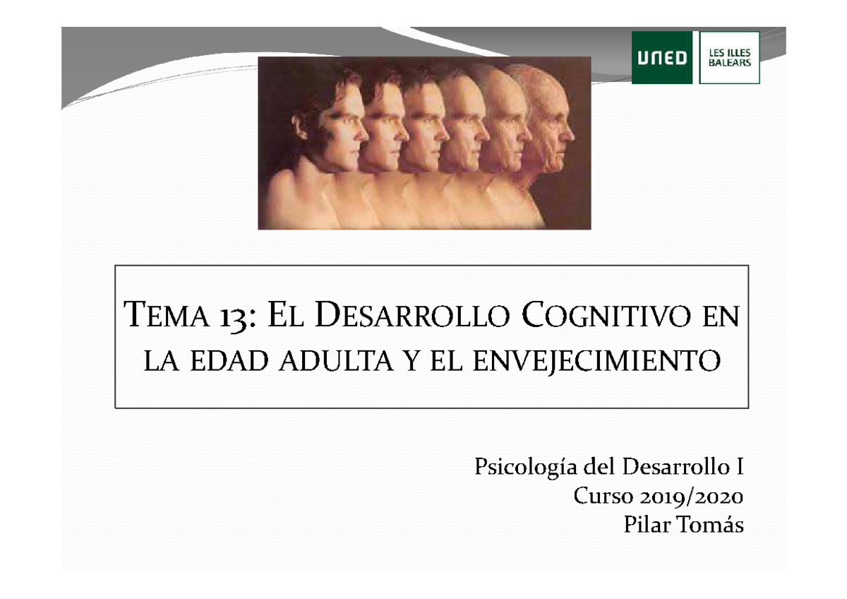 Desarrollo I.10. TEMA 13 EL Desarrollo Cognitivo EN LA EDAD Adulta Y EL Envejecimiento - TEMA 13 ...