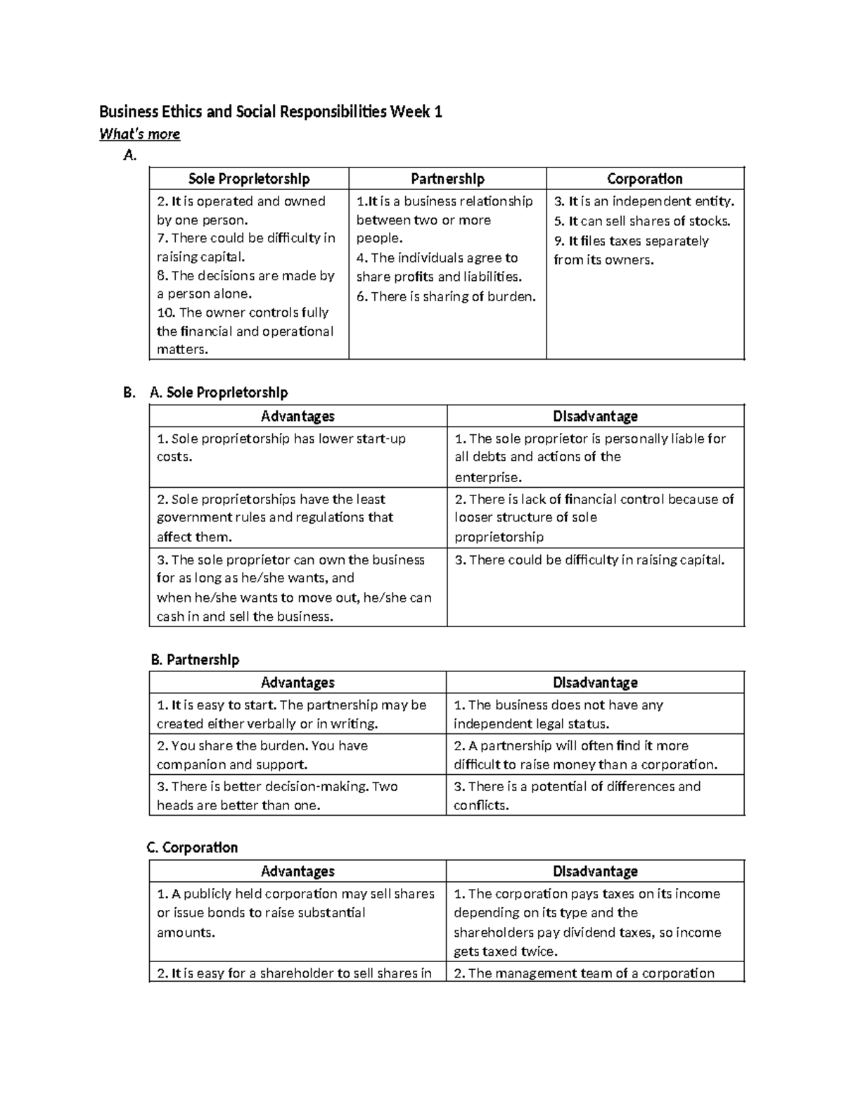 Q3-Week 1 Answer - ........ - Business Ethics and Social ...