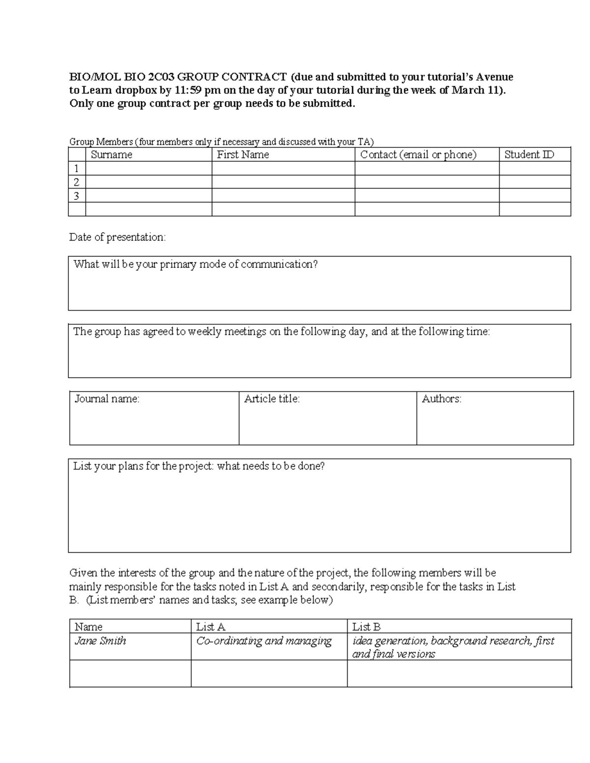 Bio Mol Bio 2C03 group contract W24 - BIO/MOL BIO 2C03 GROUP CONTRACT ...