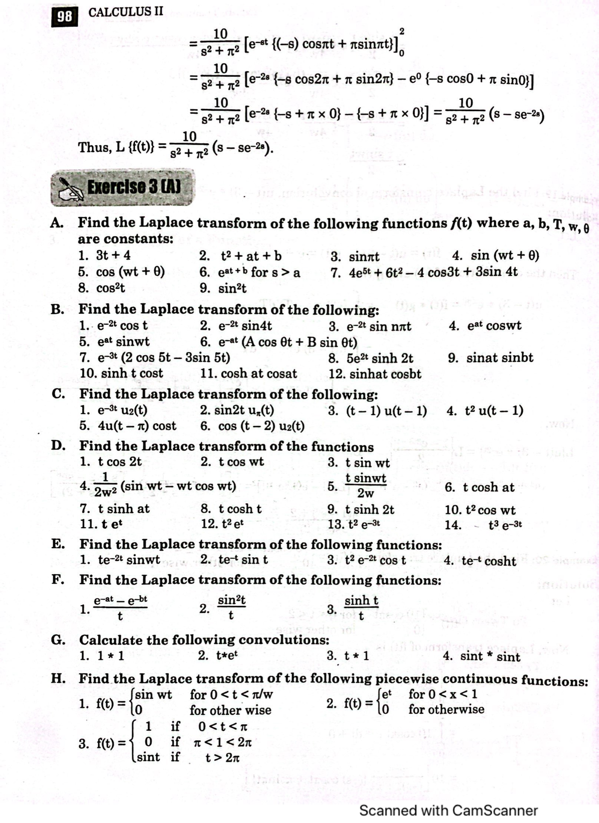 Laplace Transform - Calculus 2 - Civil Engineering - Studocu