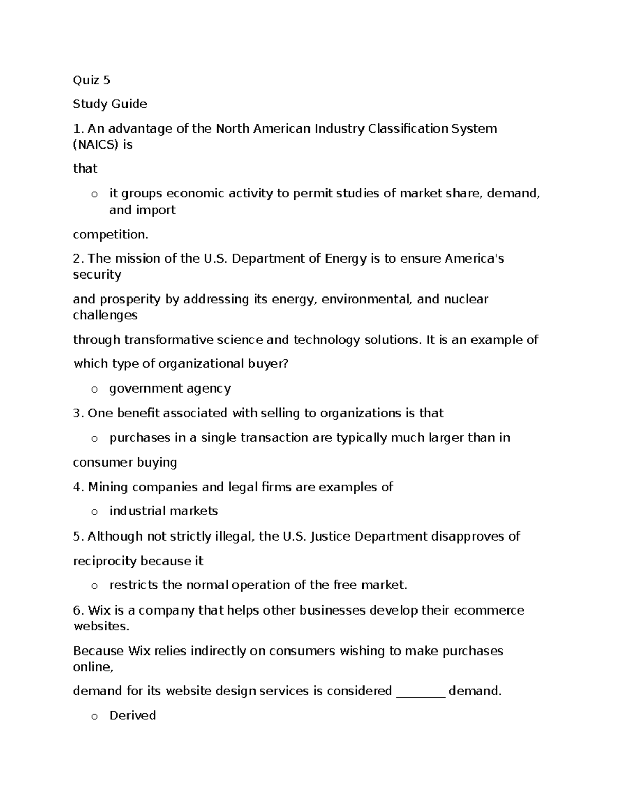 Chapter 5 quiz study guide - Quiz 5 Study Guide An advantage of the ...