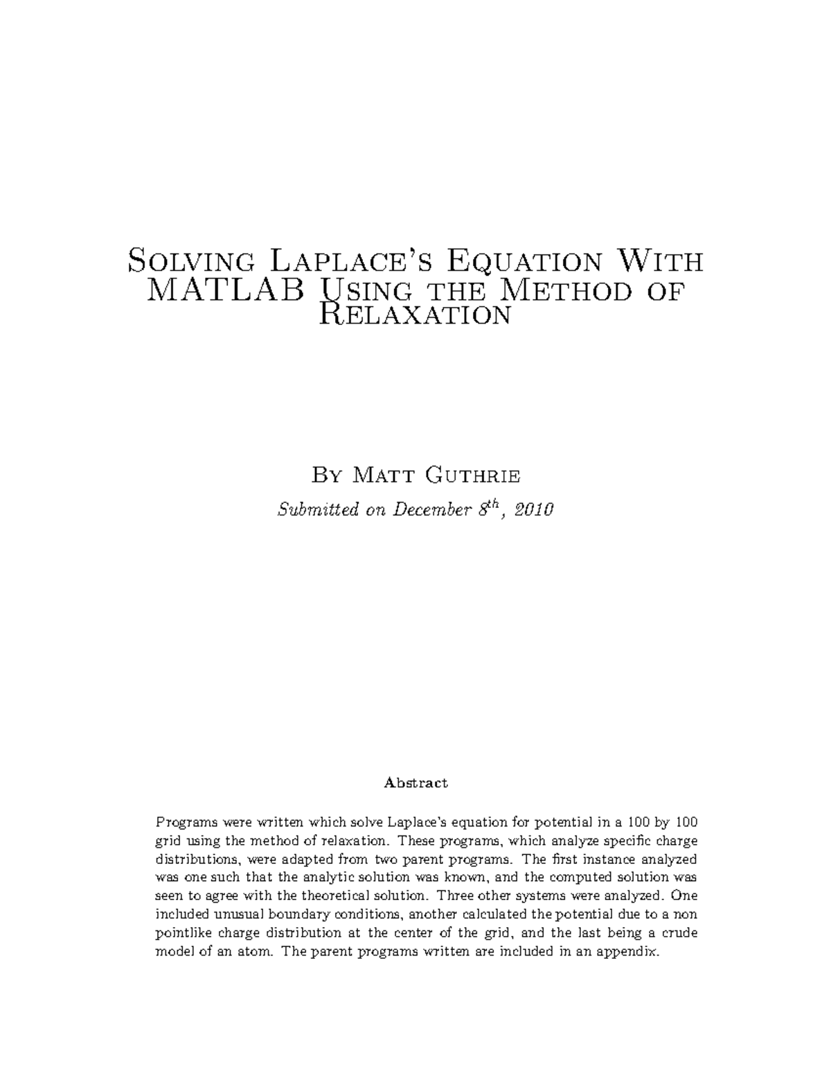 Laplace Transformation - Solving Laplace’s Equation With MATLAB Using ...