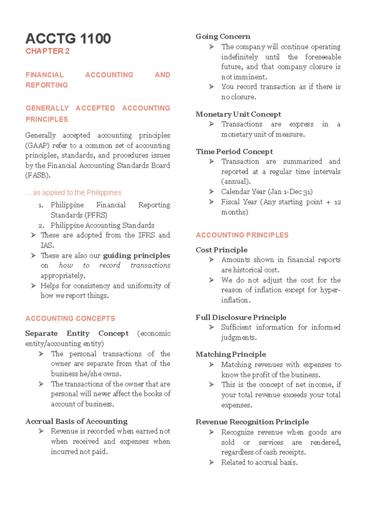 Acctg 1100 - Summary BS in Accountancy - ACCTG 1100 CHAPTER 2 FINANCIAL ...