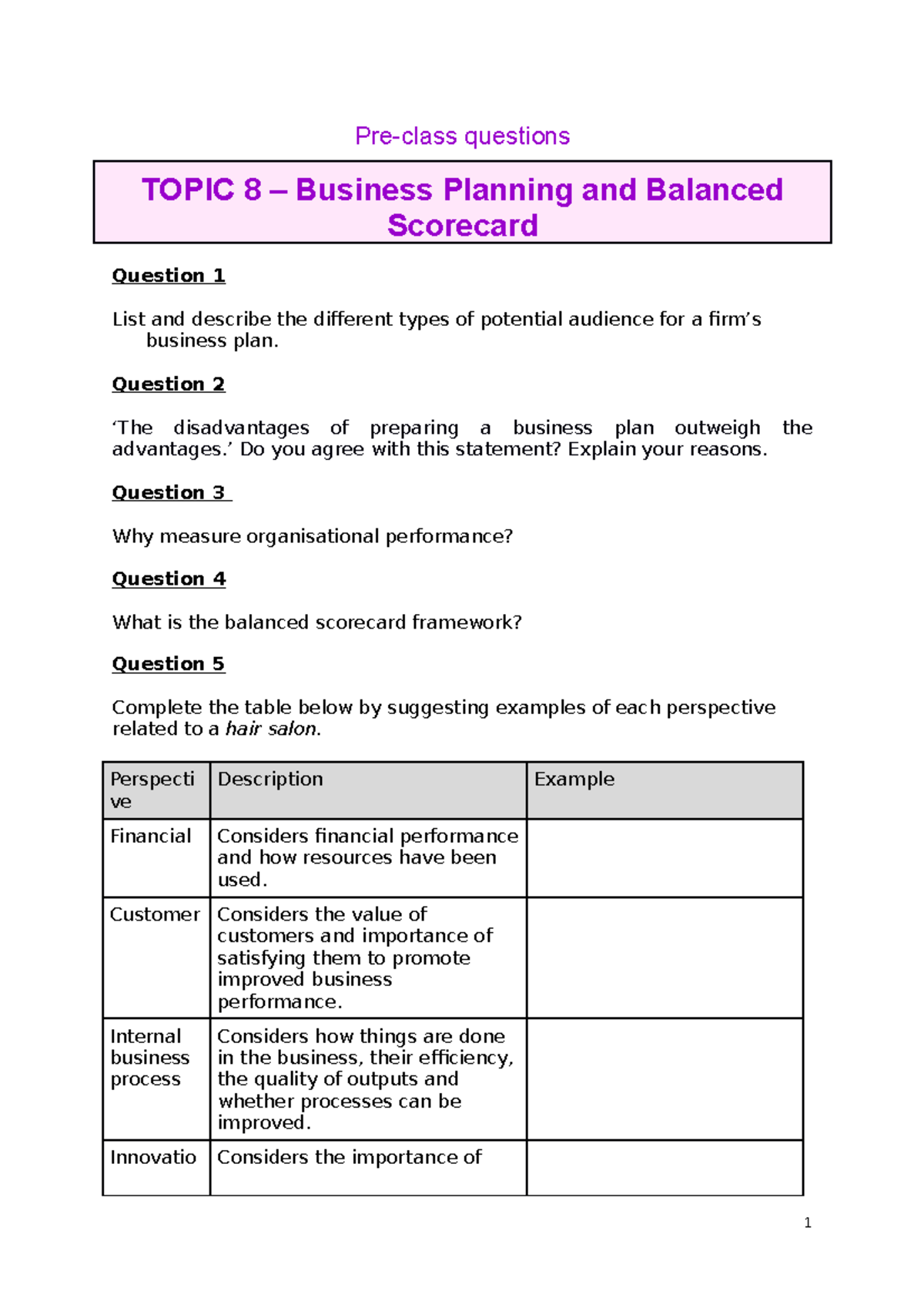 Topic 8 - Pre-class questions with solutions - Pre-class questions ...