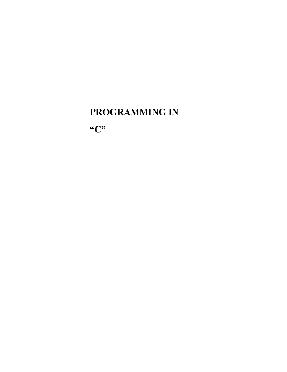 Programming In C” Notes Programming In C” Module I Syllabus C Language
