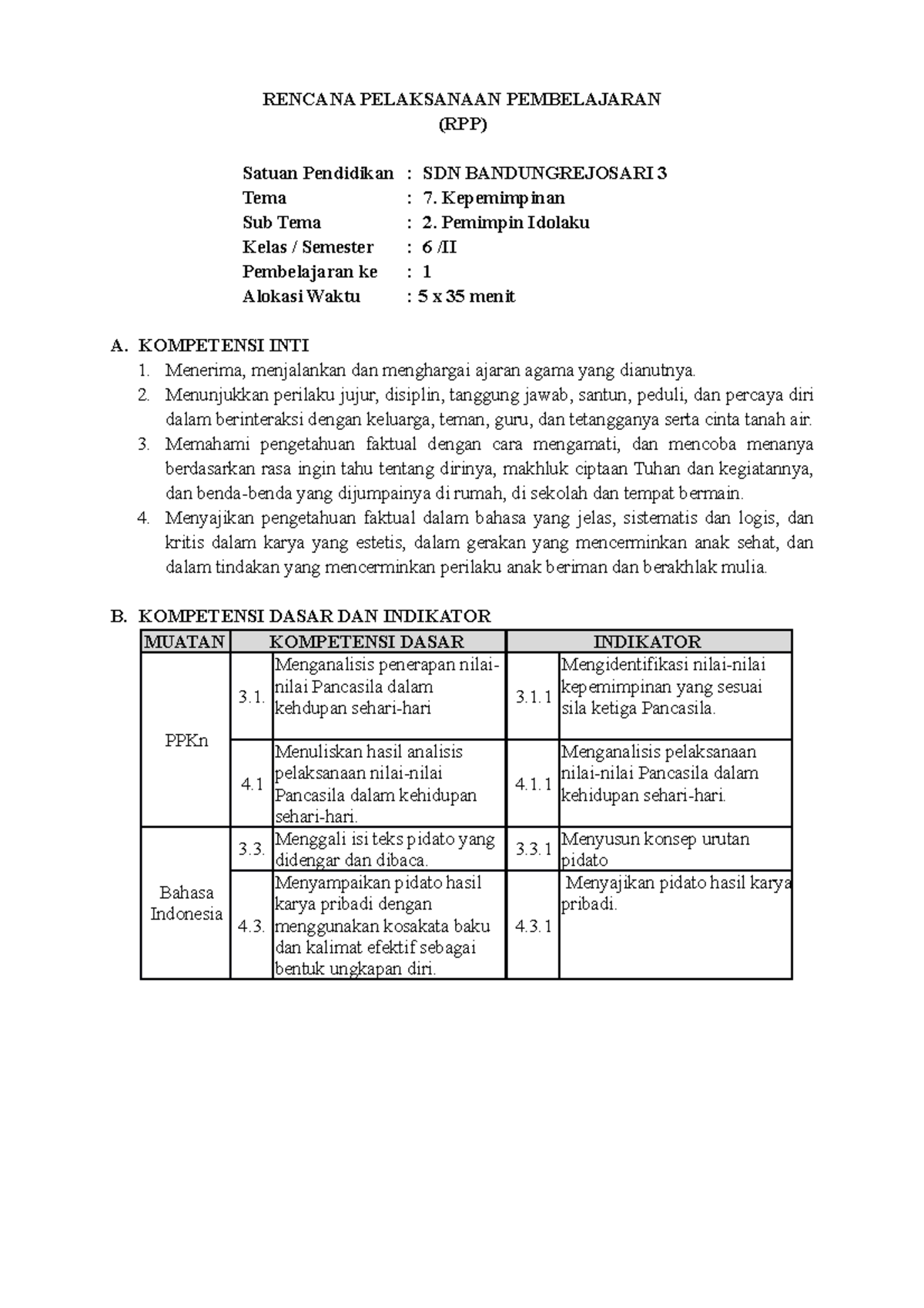 RPP T7 ST2 PB1 EDIT - RPP KTSP Tema 7 Sub tema 2 - RENCANA PELAKSANAAN ...