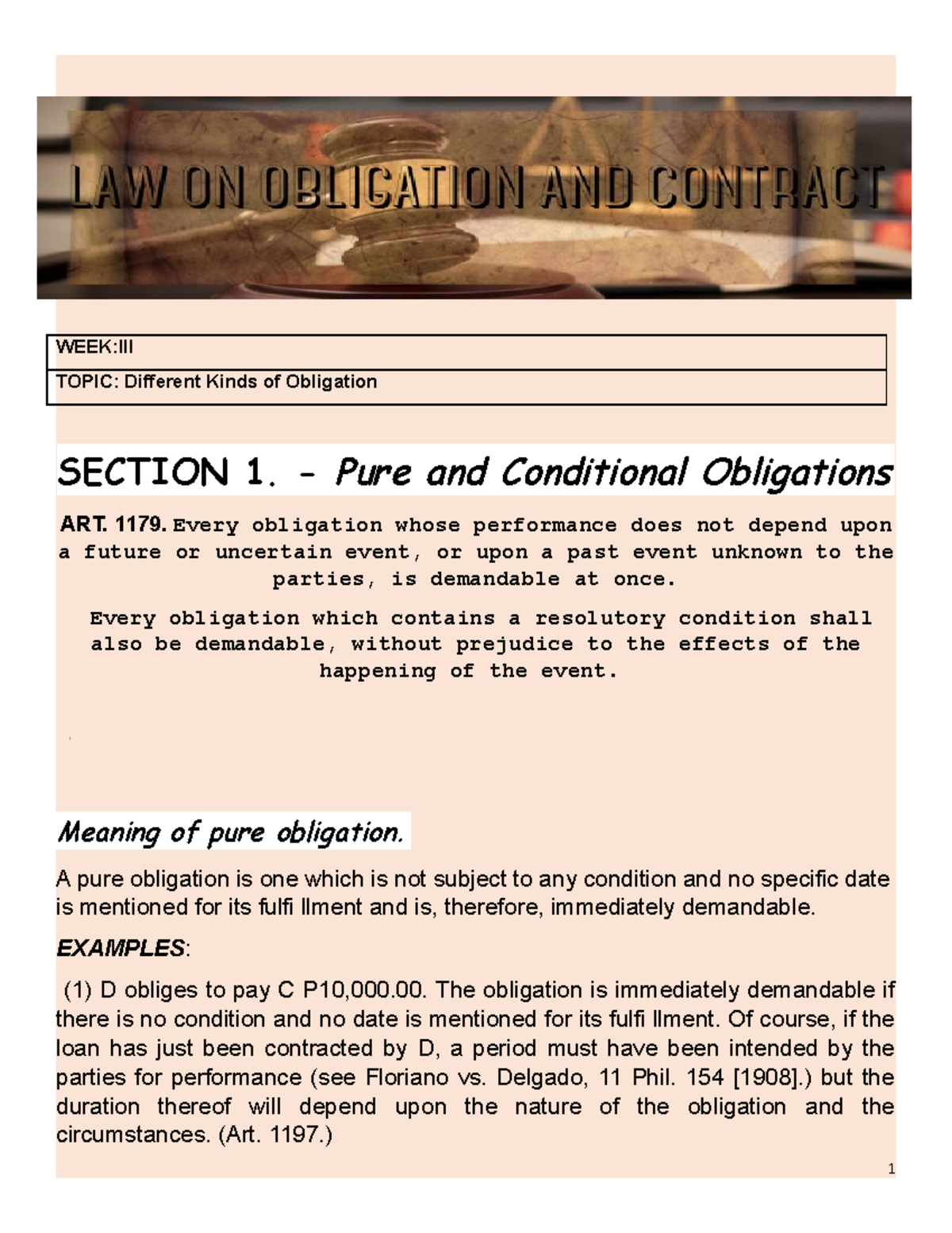 Week-3 -Different-Kinds-of-Obligation - WEEK:III TOPIC: Different Kinds ...