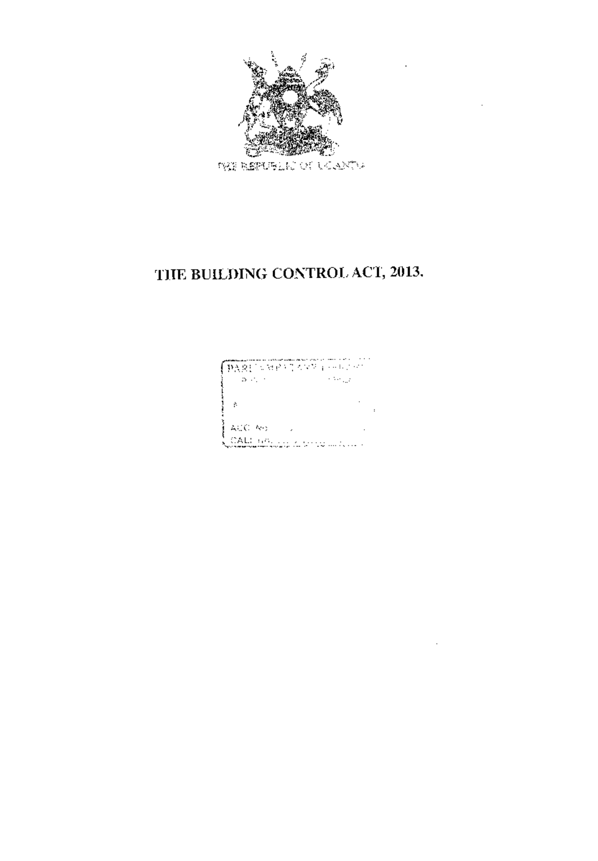 The building control act 2013 - Constitutional Law I - Studocu