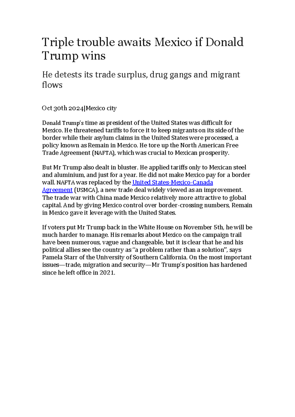 Triple trouble awaits Mexico if Donald Trump wins - Triple trouble ...