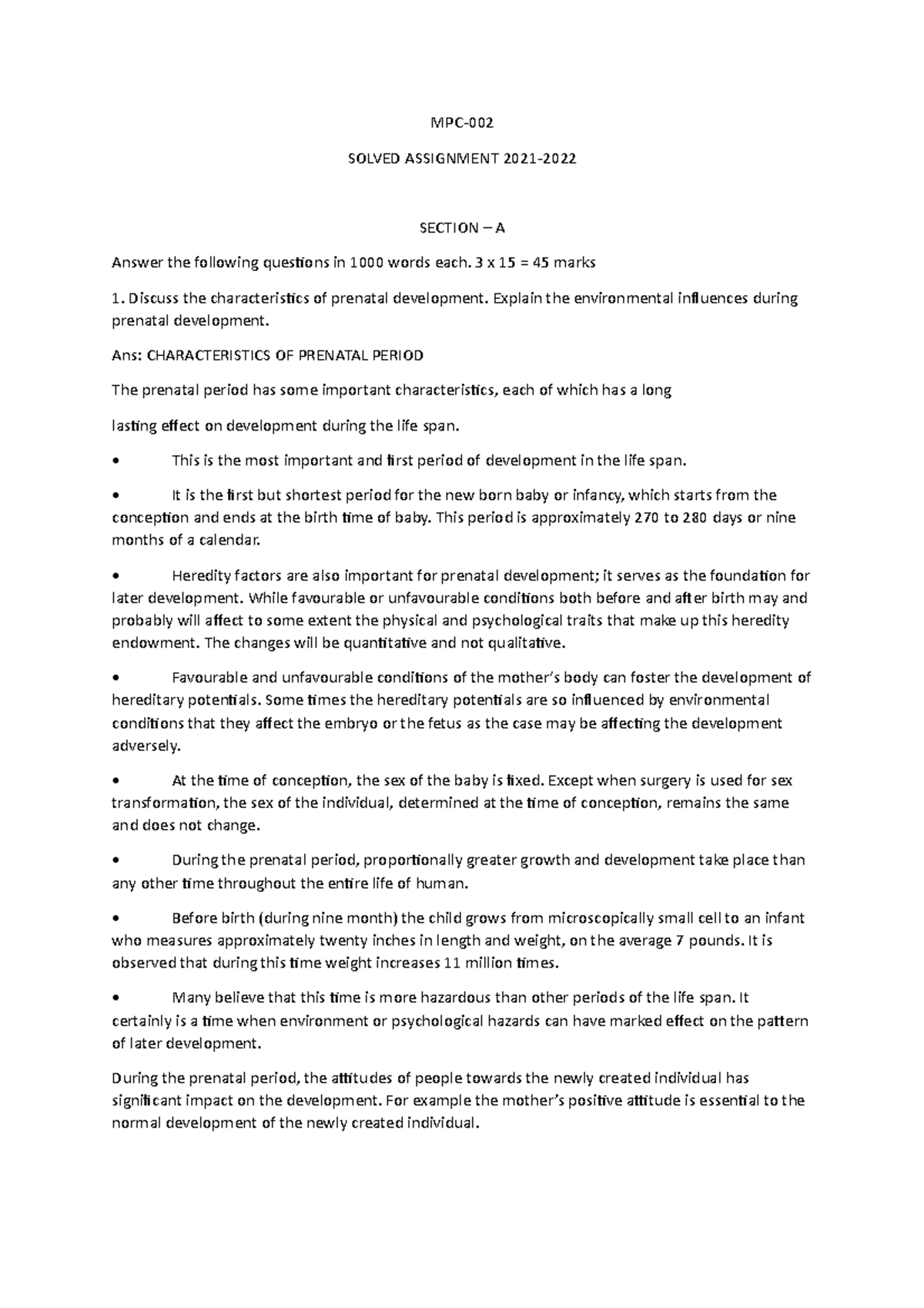 MPC-002 Solved 2021-2022 - MPC- SOLVED ASSIGNMENT 2021- SECTION – A Answer the following ...