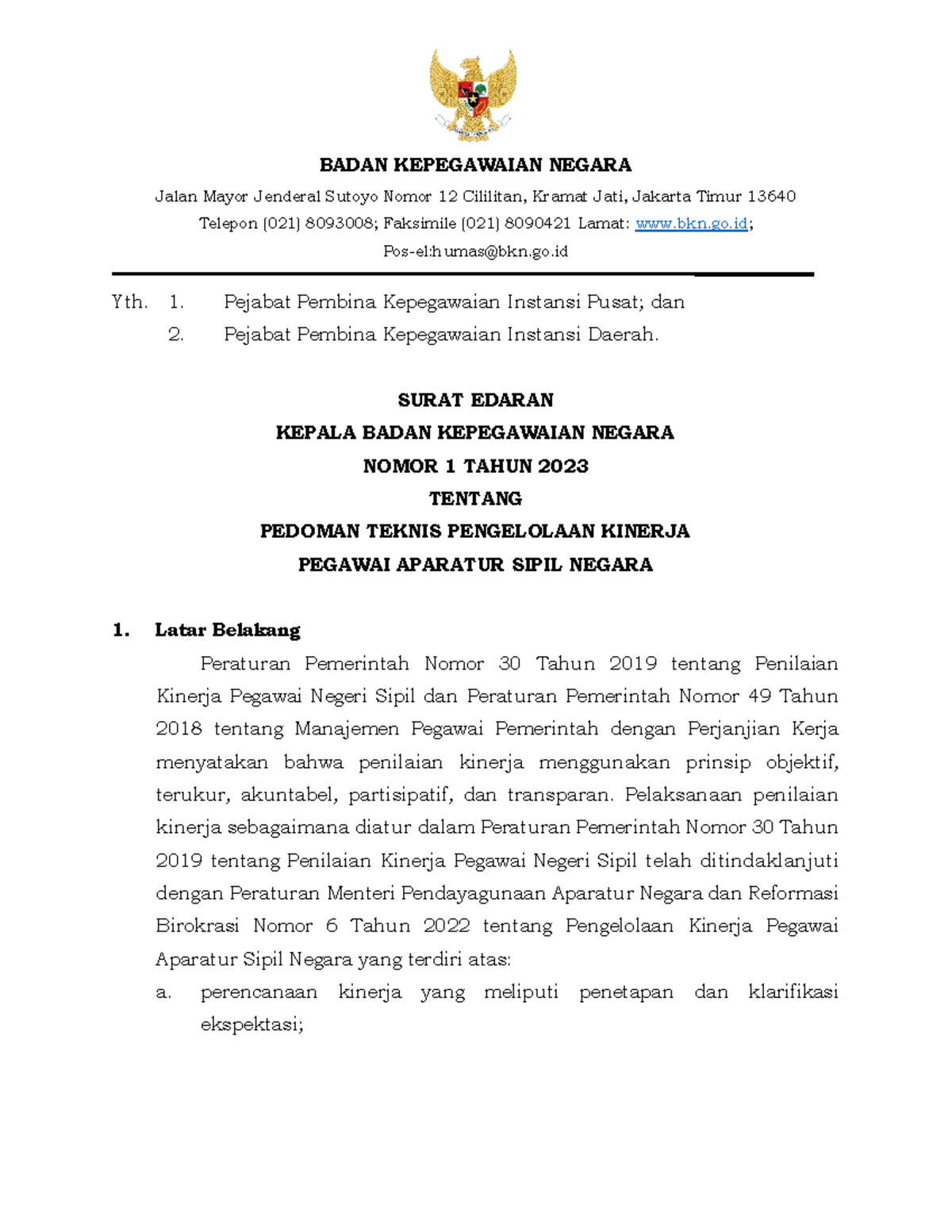 Surat-Edaran-No - surat - BADAN KEPEGAWAIAN NEGARA Jalan Mayor Jenderal Sutoyo Nomor 12 ...