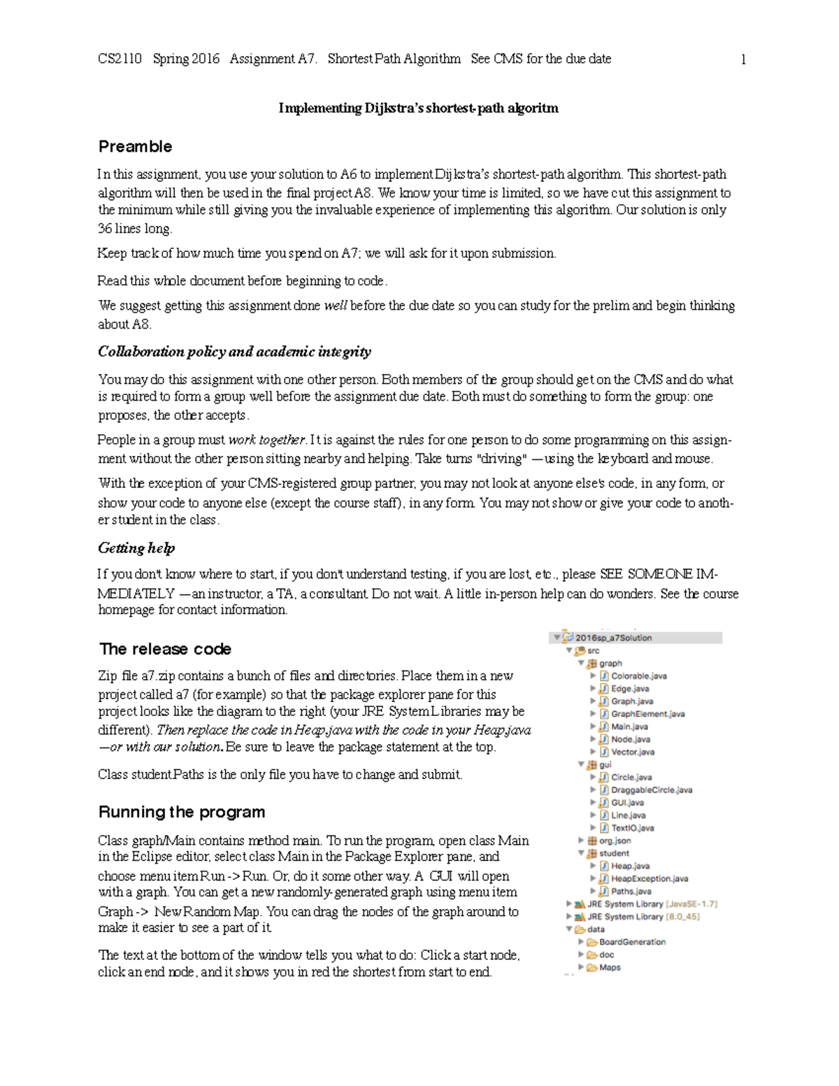 Seminar assignments - Assignment a7 - CS2110 Spring 2016 Assignment A7 ...