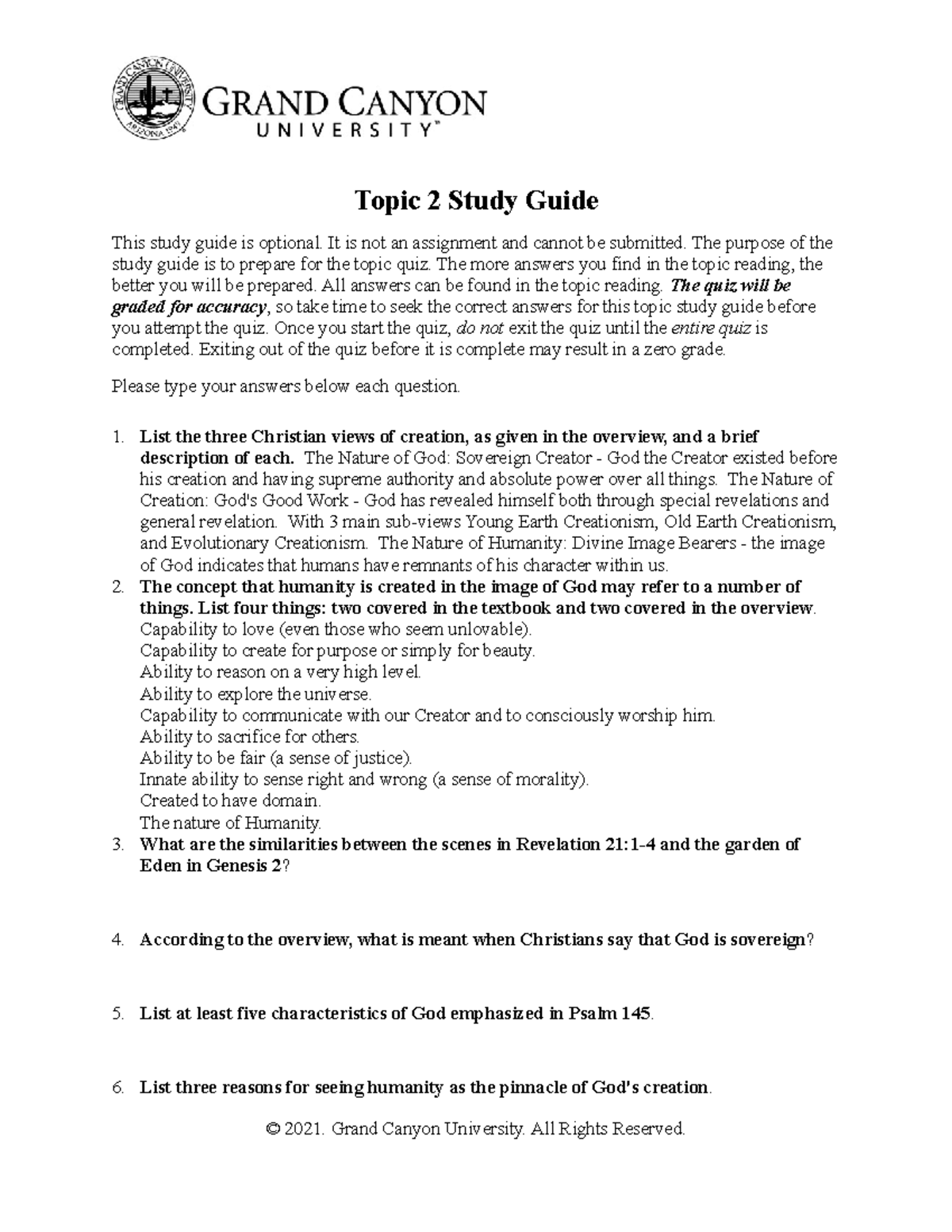 Topic 2Study Guide - week 2 - Topic 2 Study Guide This study guide is ...