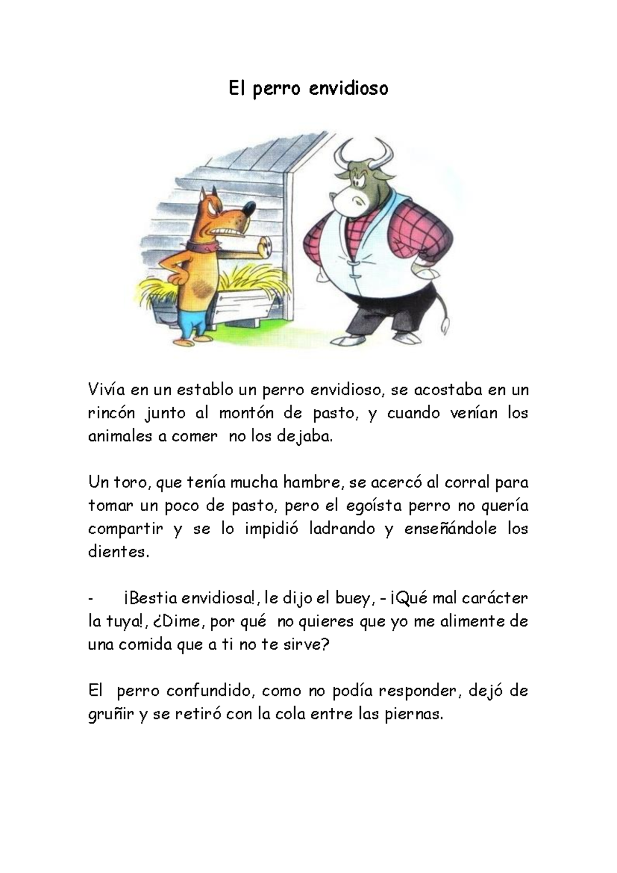 3. El perro envidioso - TEXTO DE COMPRENSION LECTORA - El perro ...