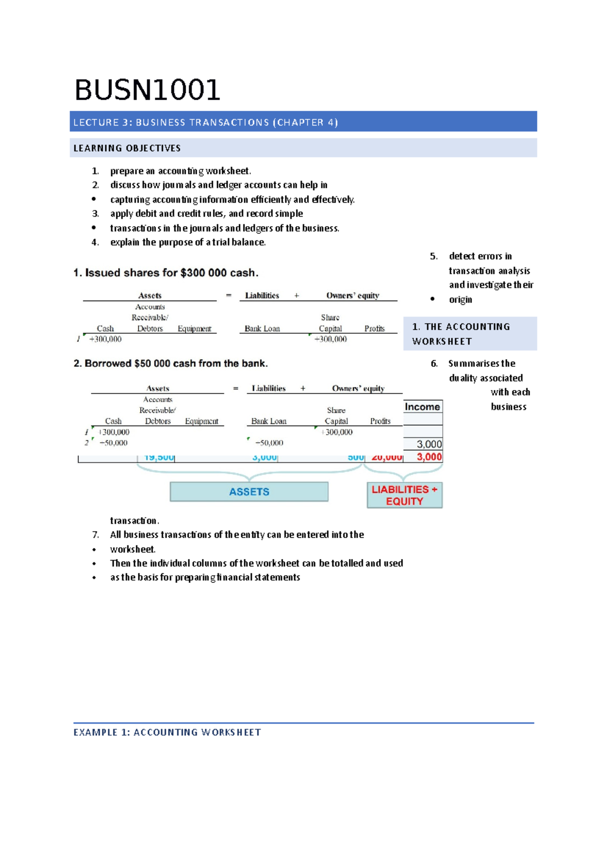 BUSN1001 - Chapter 4 - Lecture notes 2 - BUSN LECTURE 3: BUSINESS ...