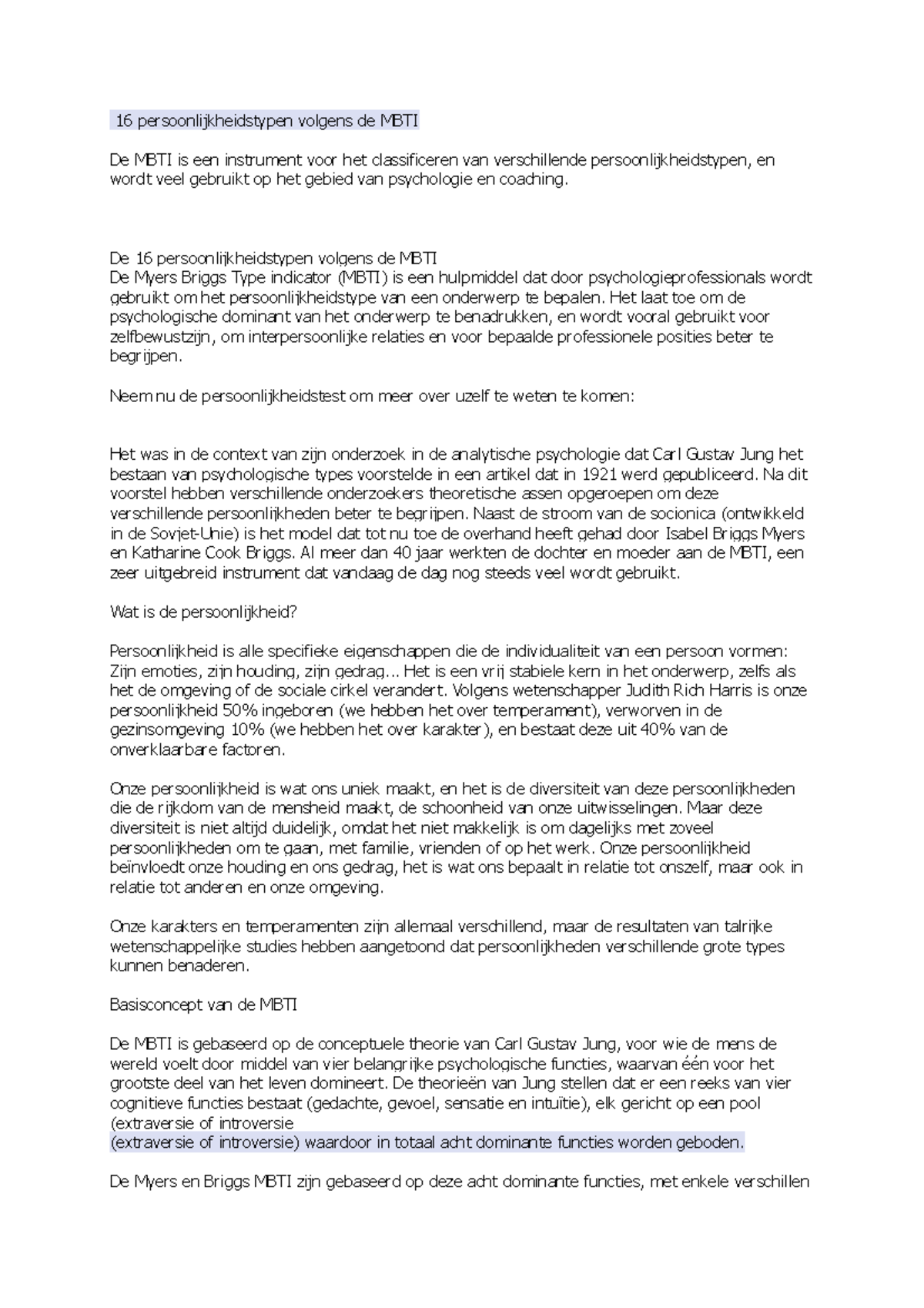 16 persoonlijkheidstypen volgens de MBTI - De 16 persoonlijkheidstypen ...