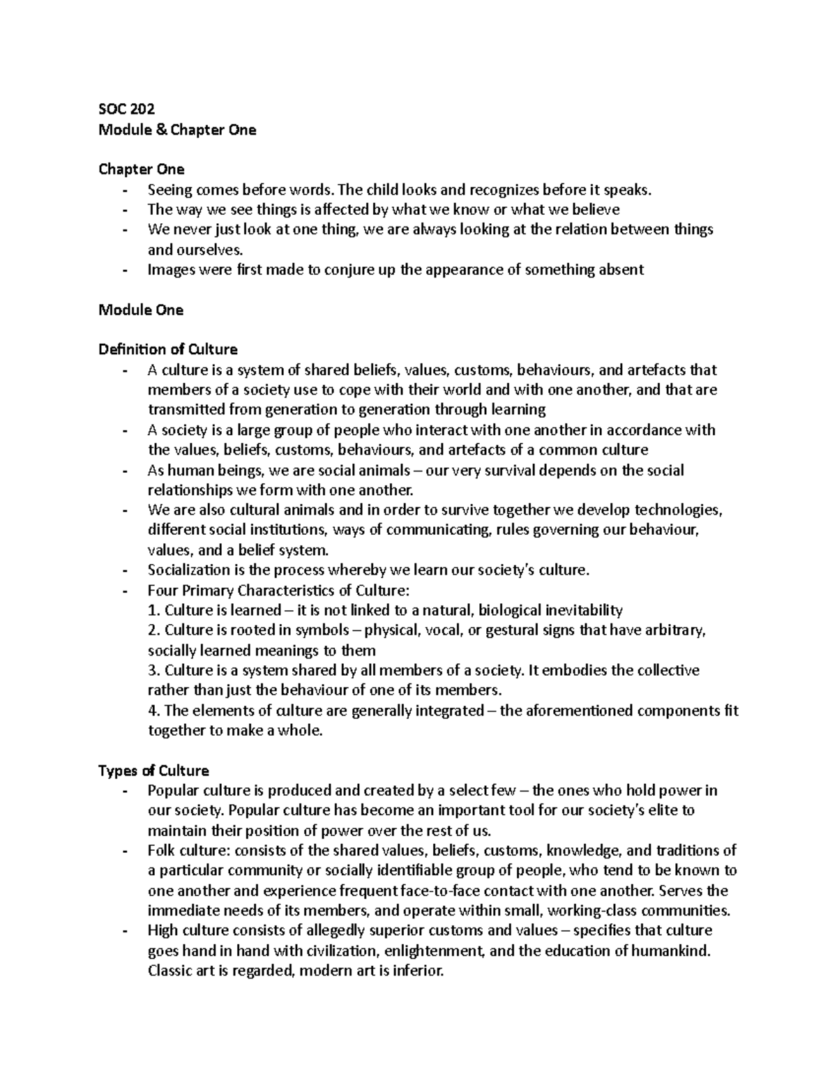 SOC 202 - Notes for the entirety of the semester - SOC 202 Module ...