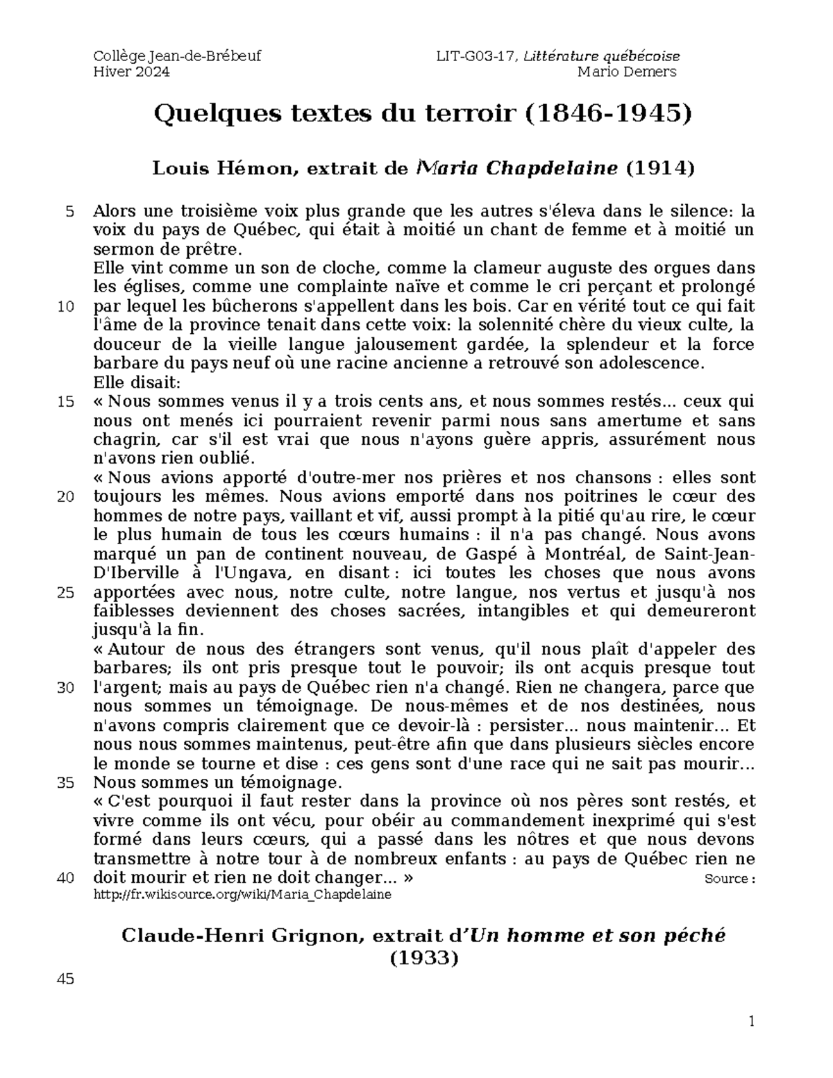 Textes sur terroir et anti-terroir 2024 - Hiver 2024 Mario Demers ...