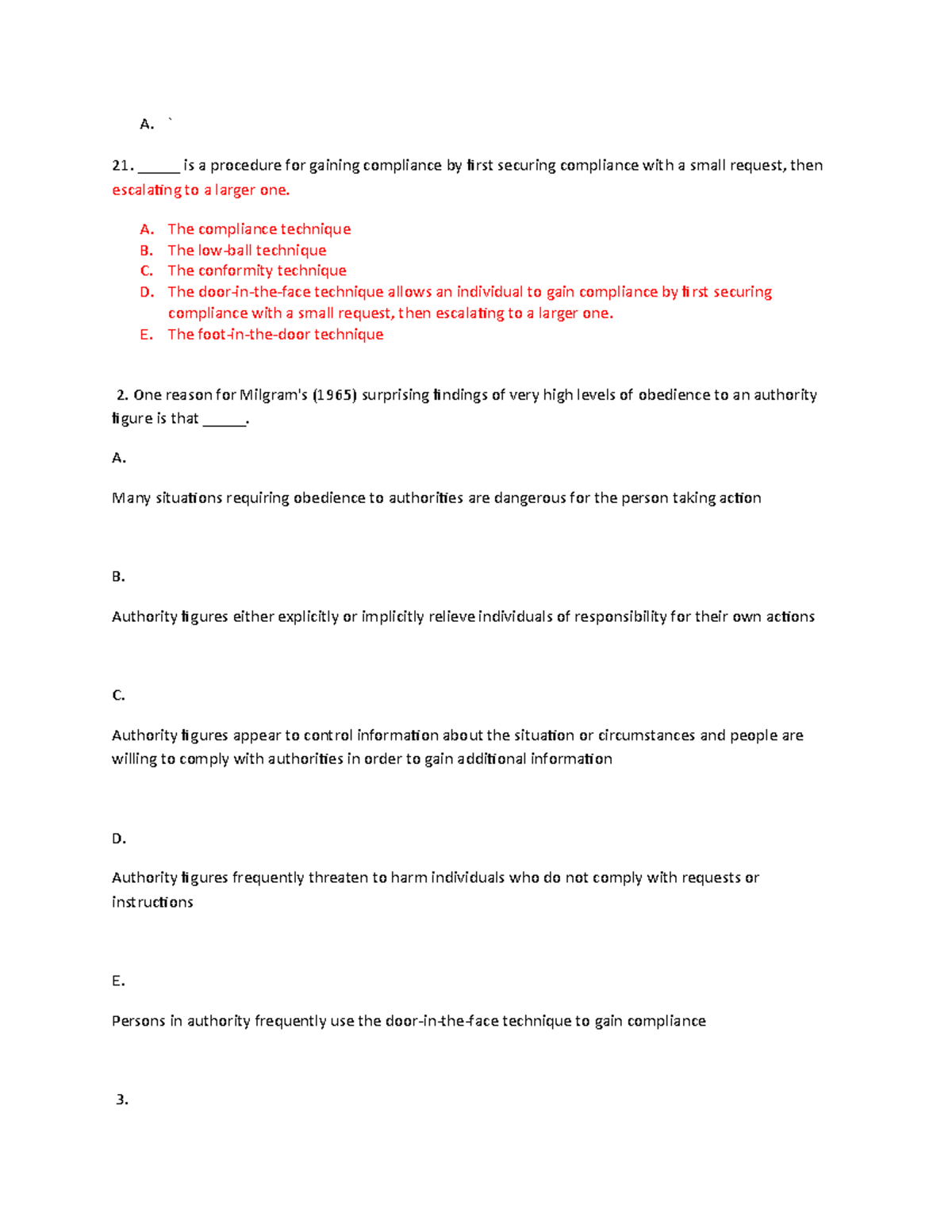 social psychology module - A. ` _____ is a procedure for gaining ...