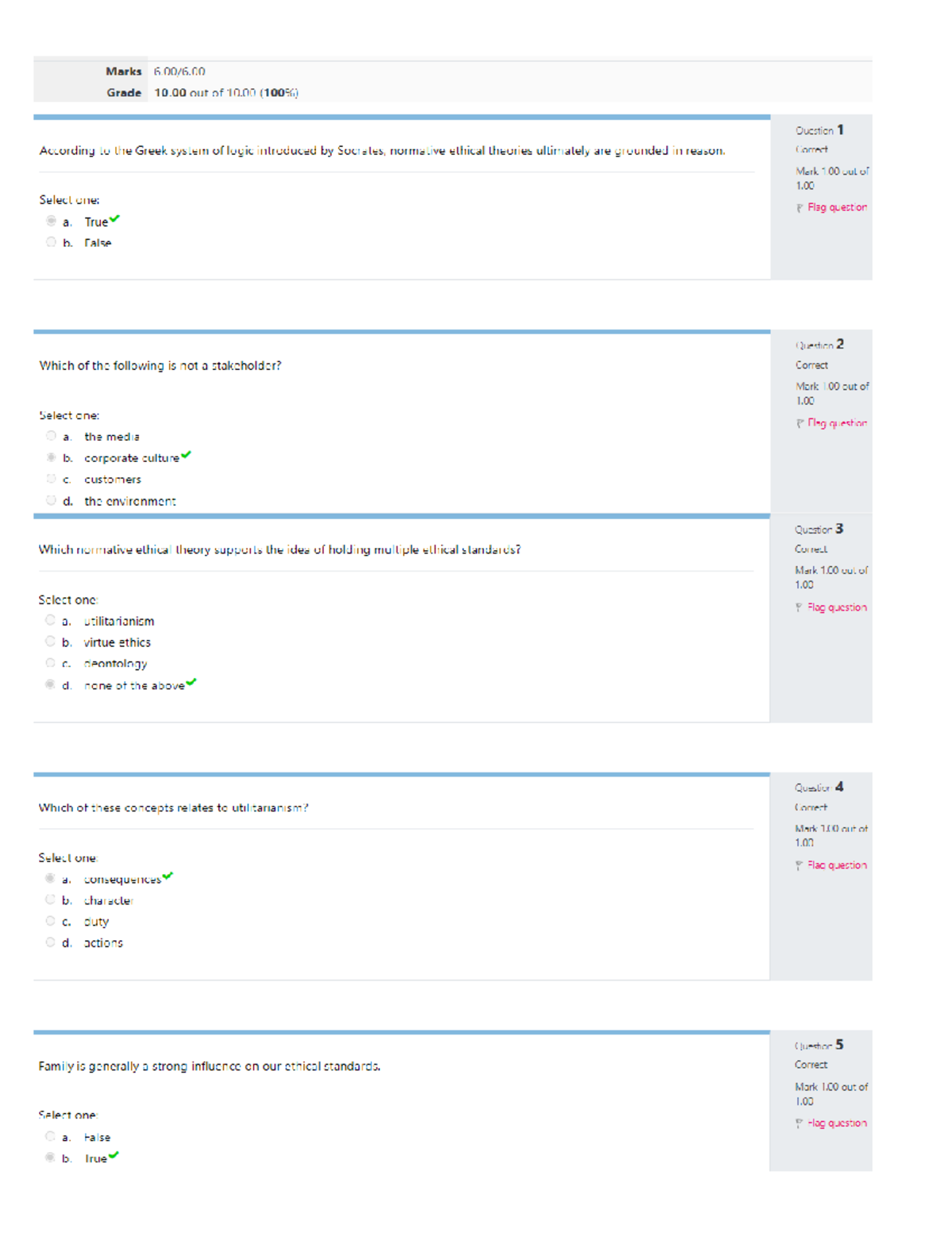 Phil 1404 Ethics Self Quiz UNIT-1 - PHIL-1404 - Studocu