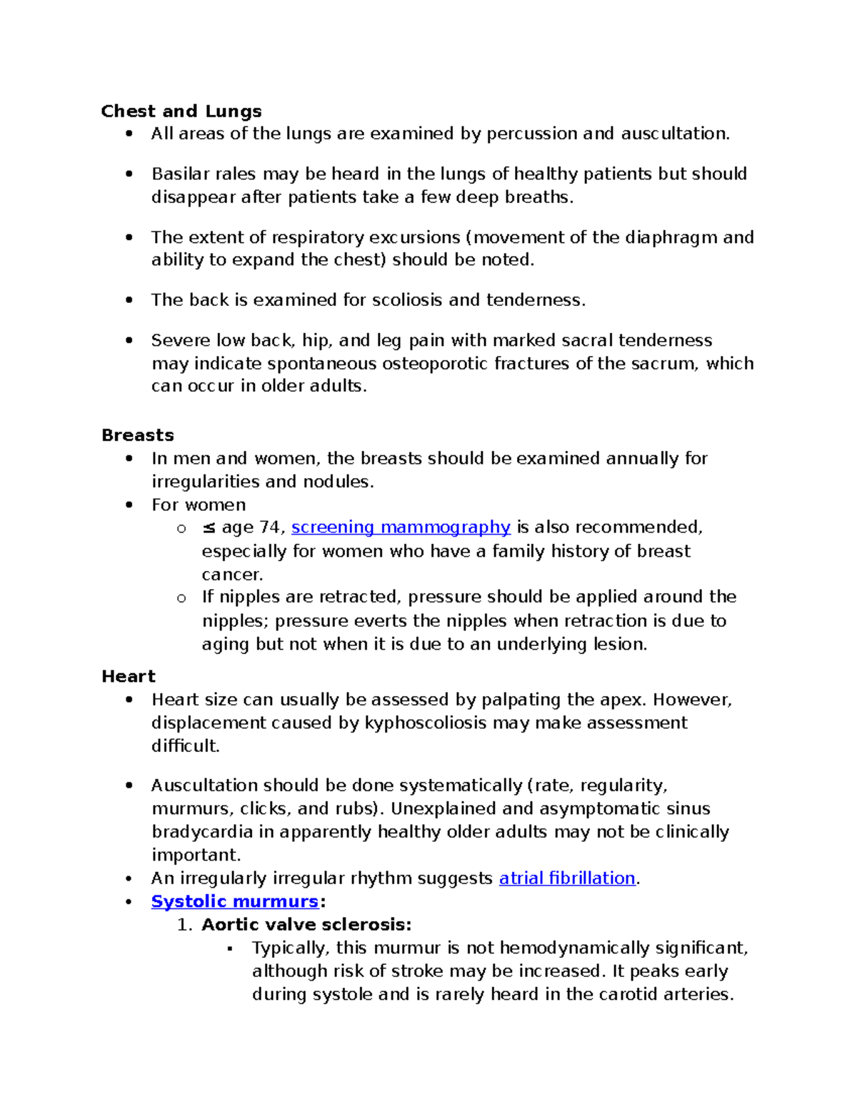 HA report - GERIATRIC ASSESSMENT - Chest and Lungs All areas of the ...