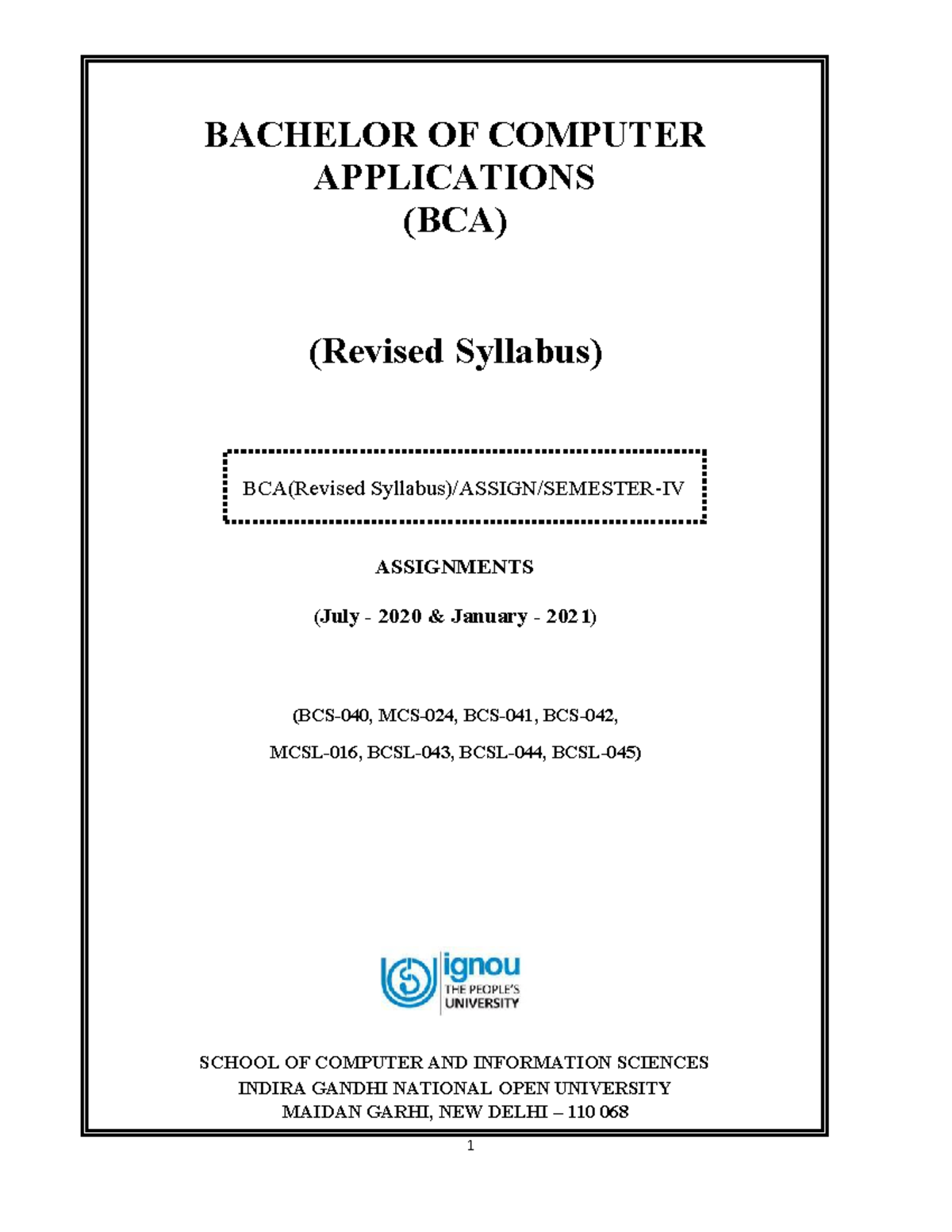 Semester - IV - Assignments - BCA(Revised Syllabus)/ASSIGN/SEMESTER-IV BACHELOR OF COMPUTER ...