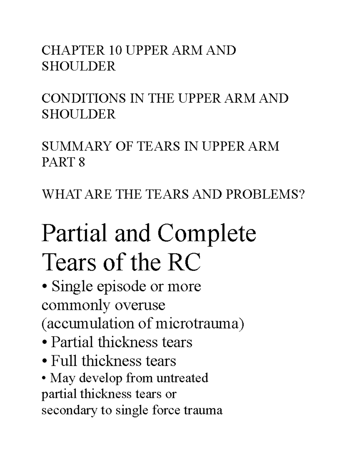 Conditions IN THE Upper ARM AND Shoulder - 08 ARM Muscles - CHAPTER 10 ...