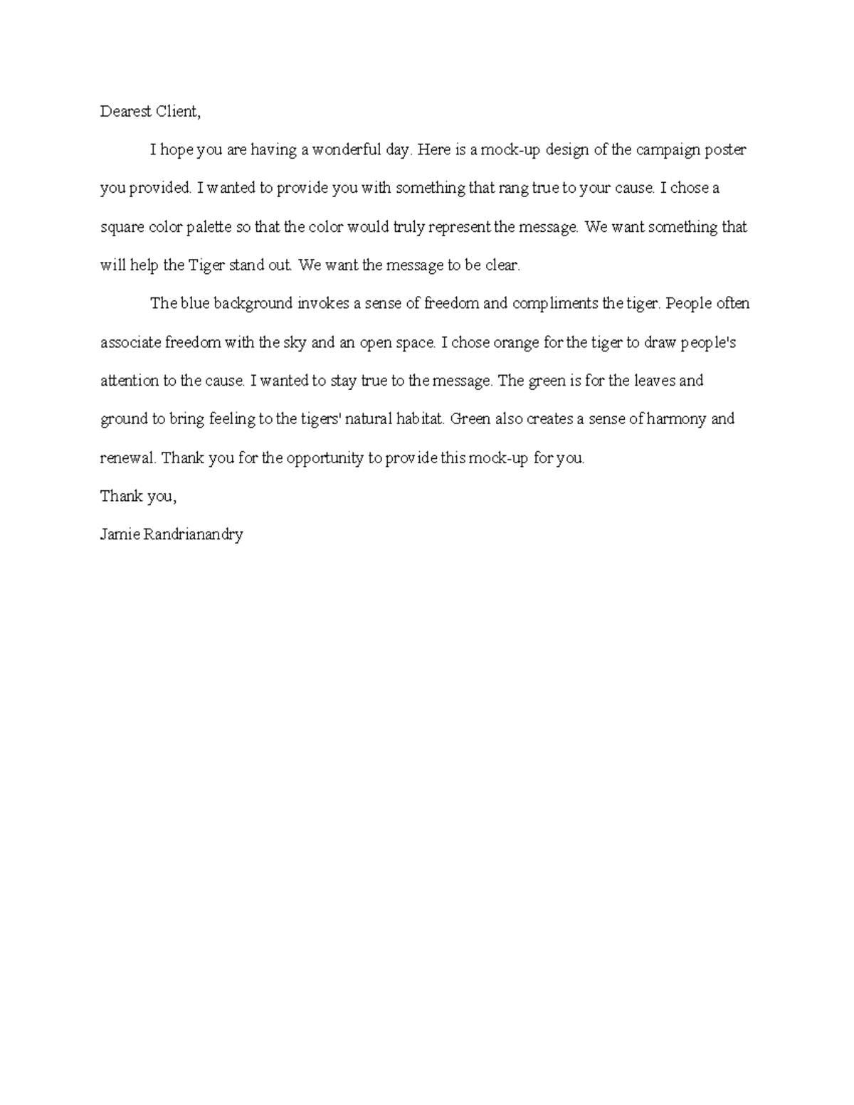 Letter to Client - Dearest Client, I hope you are having a wonderful ...