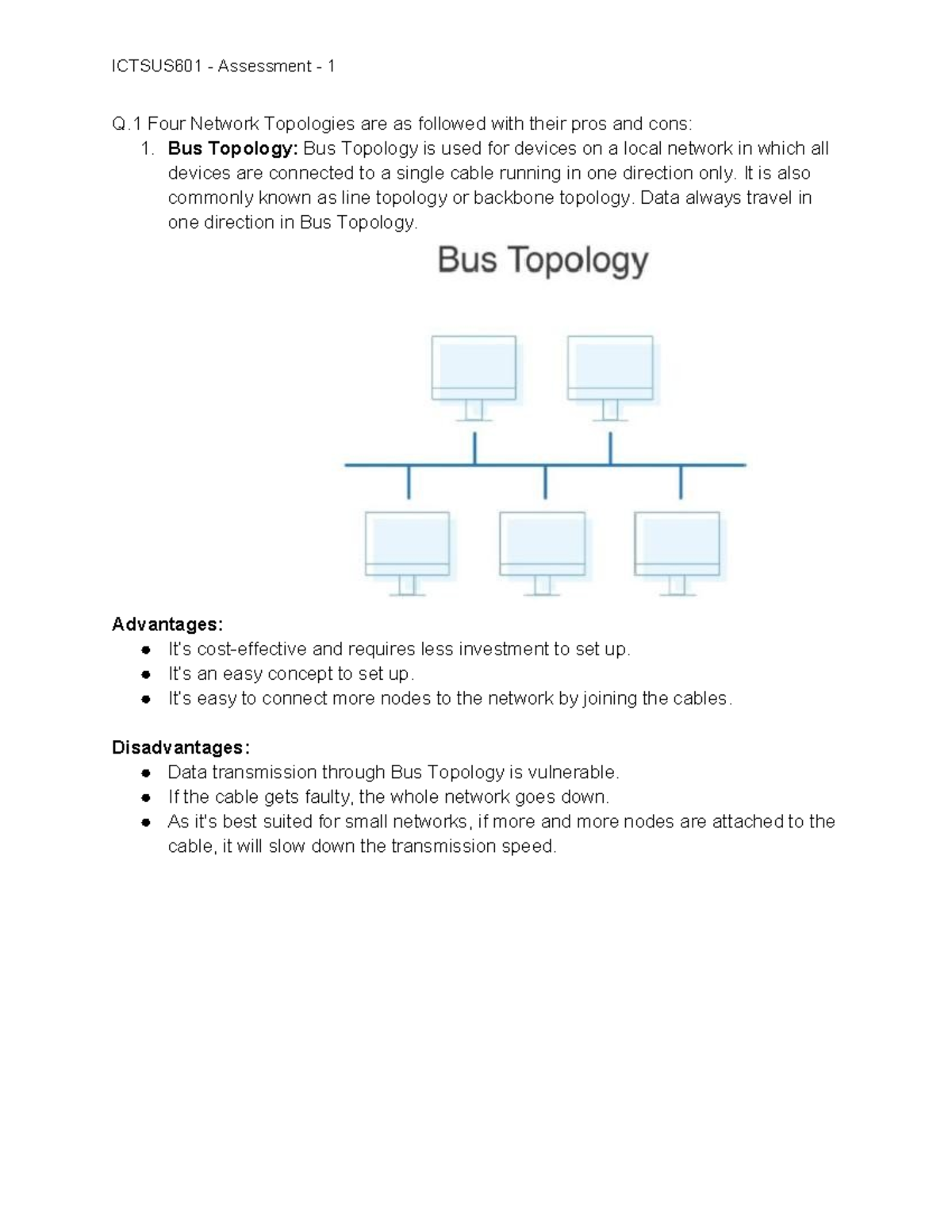 Assessment - 1 - Full assignment - Q Four Network Topologies are as ...