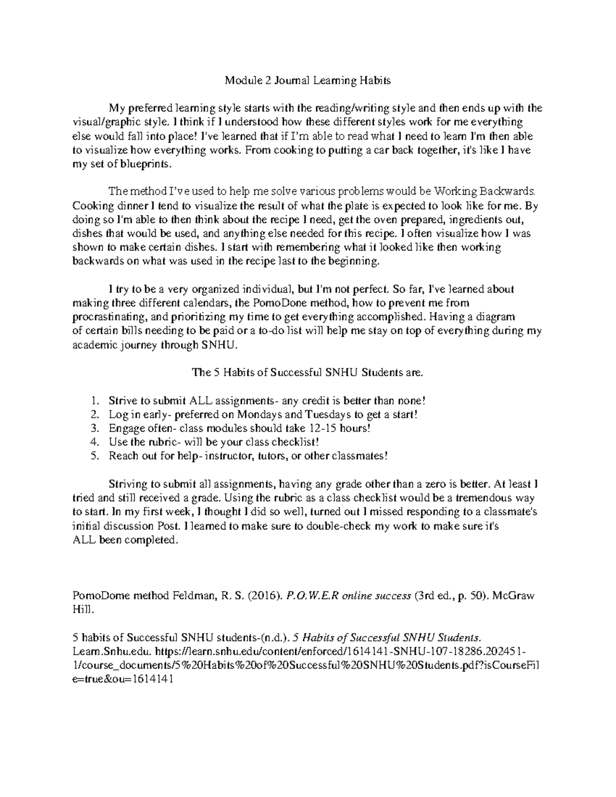 Module 2 Journal Learning Habits - Module 2 Journal Learning Habits My ...