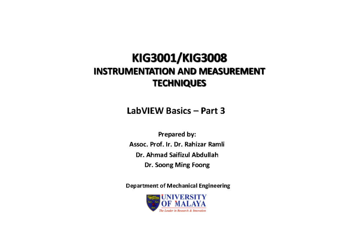 KIG3001 Lab VIEW Basics - Part 3 - KIG3001/KIG INSTRUMENTATION AND MEASUREMENT TECHNIQUES ...