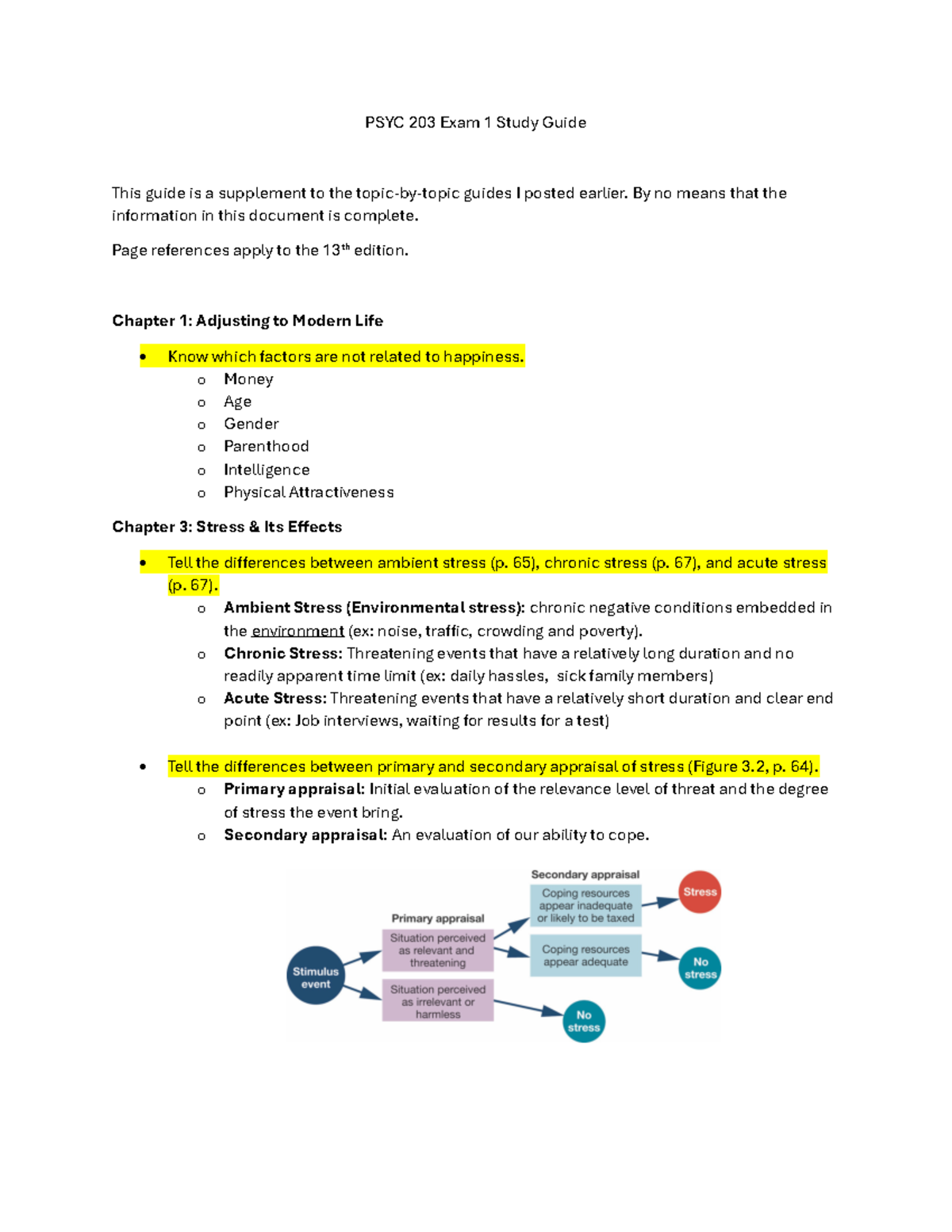 PSYC 203 Exam 1 Study Guide - PSYC 203 Exam 1 Study Guide This guide is ...
