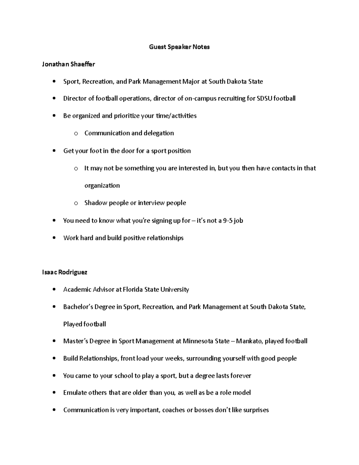 Guest Speaker Notes - Guest Speaker Notes Jonathan Shaeffer Sport ...