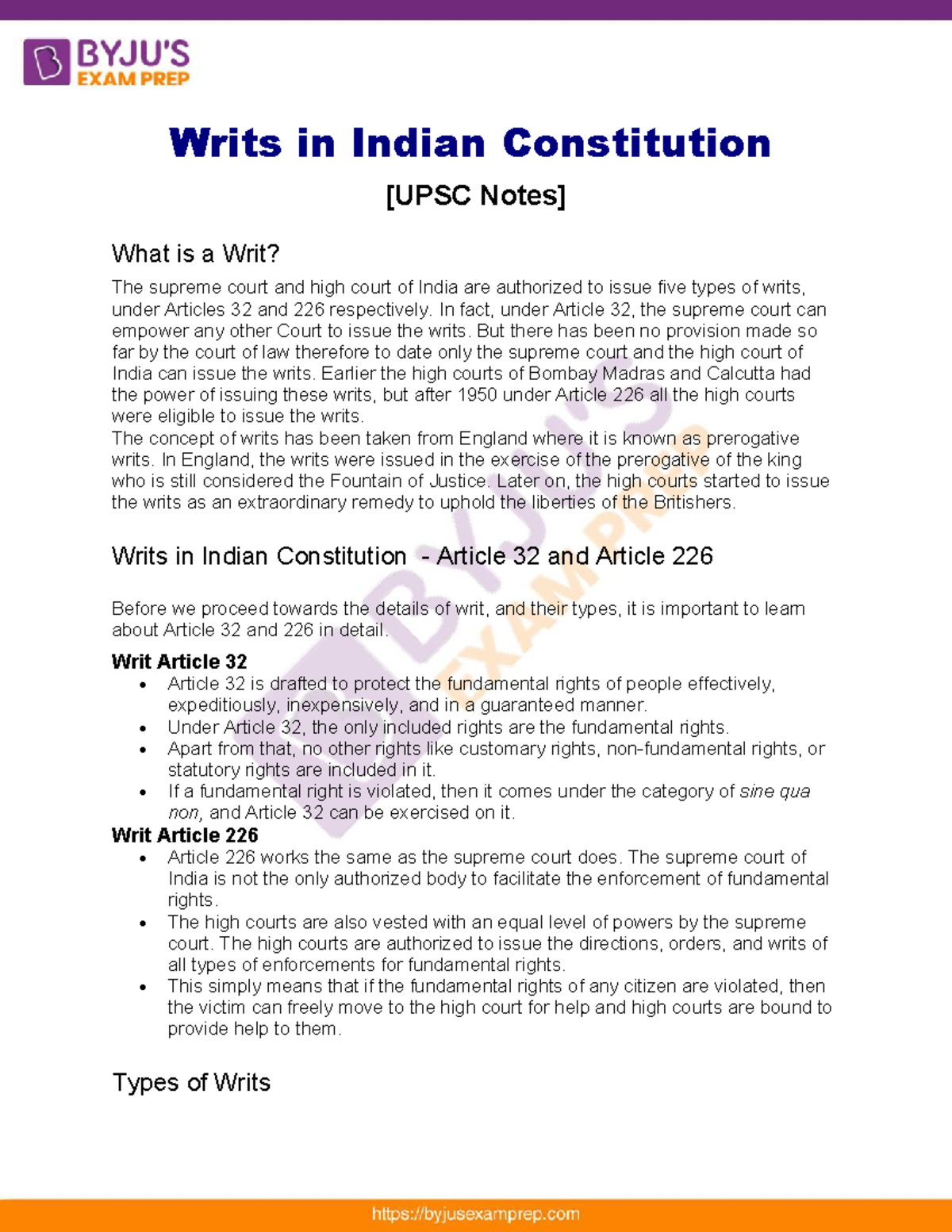 Writs in indian constitution upsc notes 99 - Writs in Indian ...