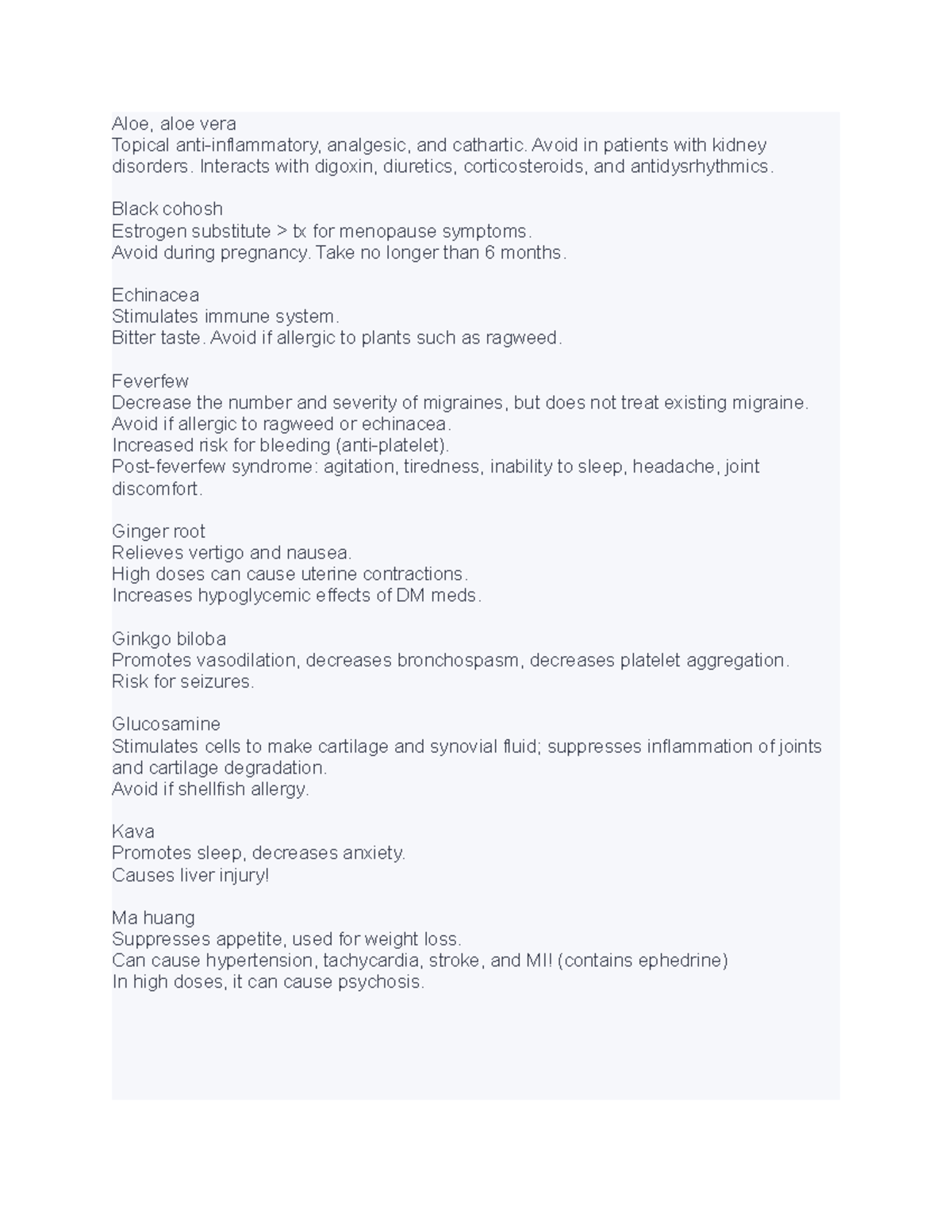 Herbal supplements - Notes from lecture and textbook to help with LPN ...