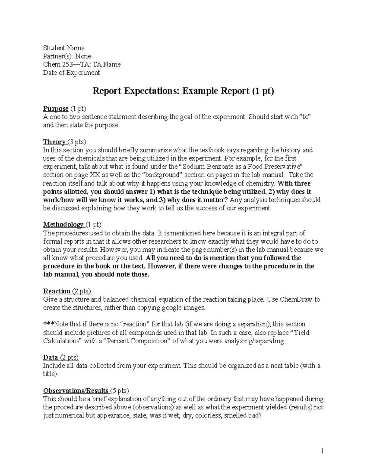 Lab Report Format - Student Name Partner(s): None Chem 253—TA: TA Name ...