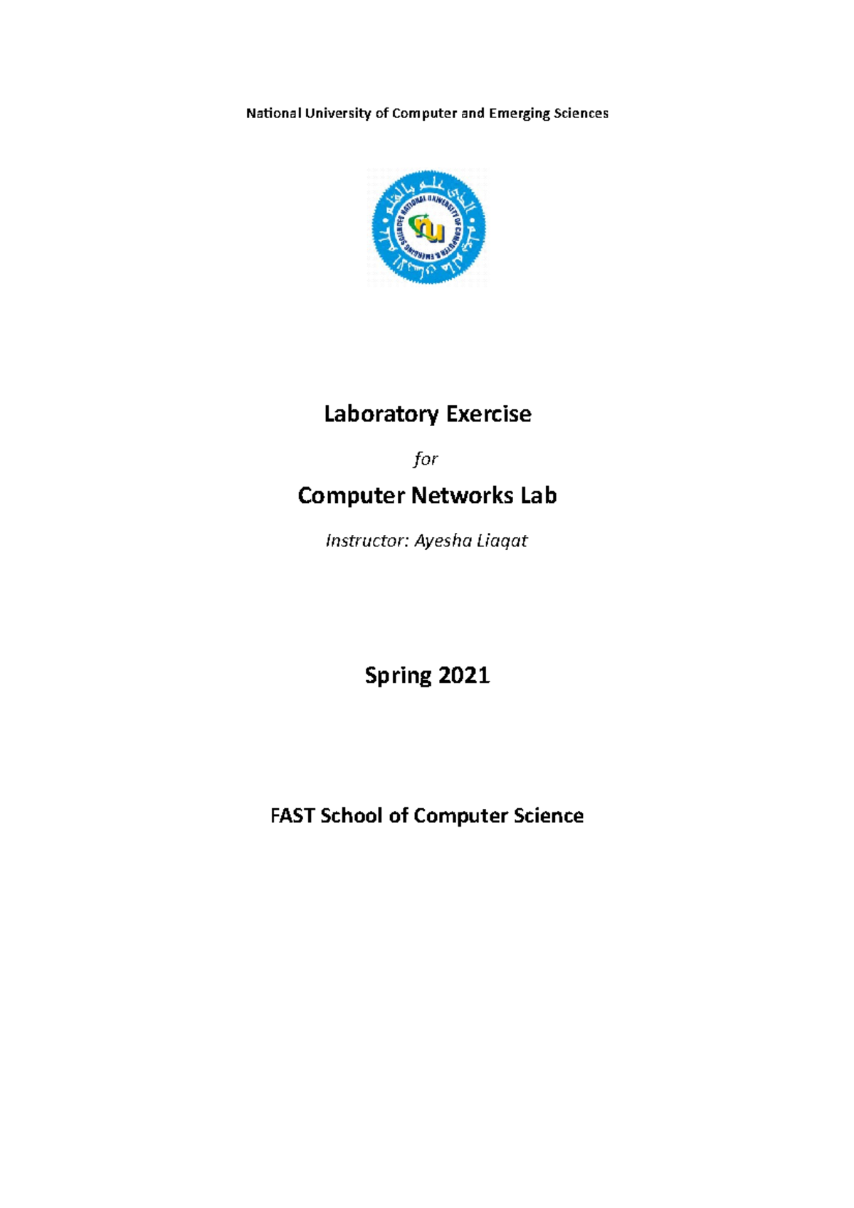 NAT - kjfhdshfkd - National University of Computer and Emerging Sciences Laboratory Exercise for ...