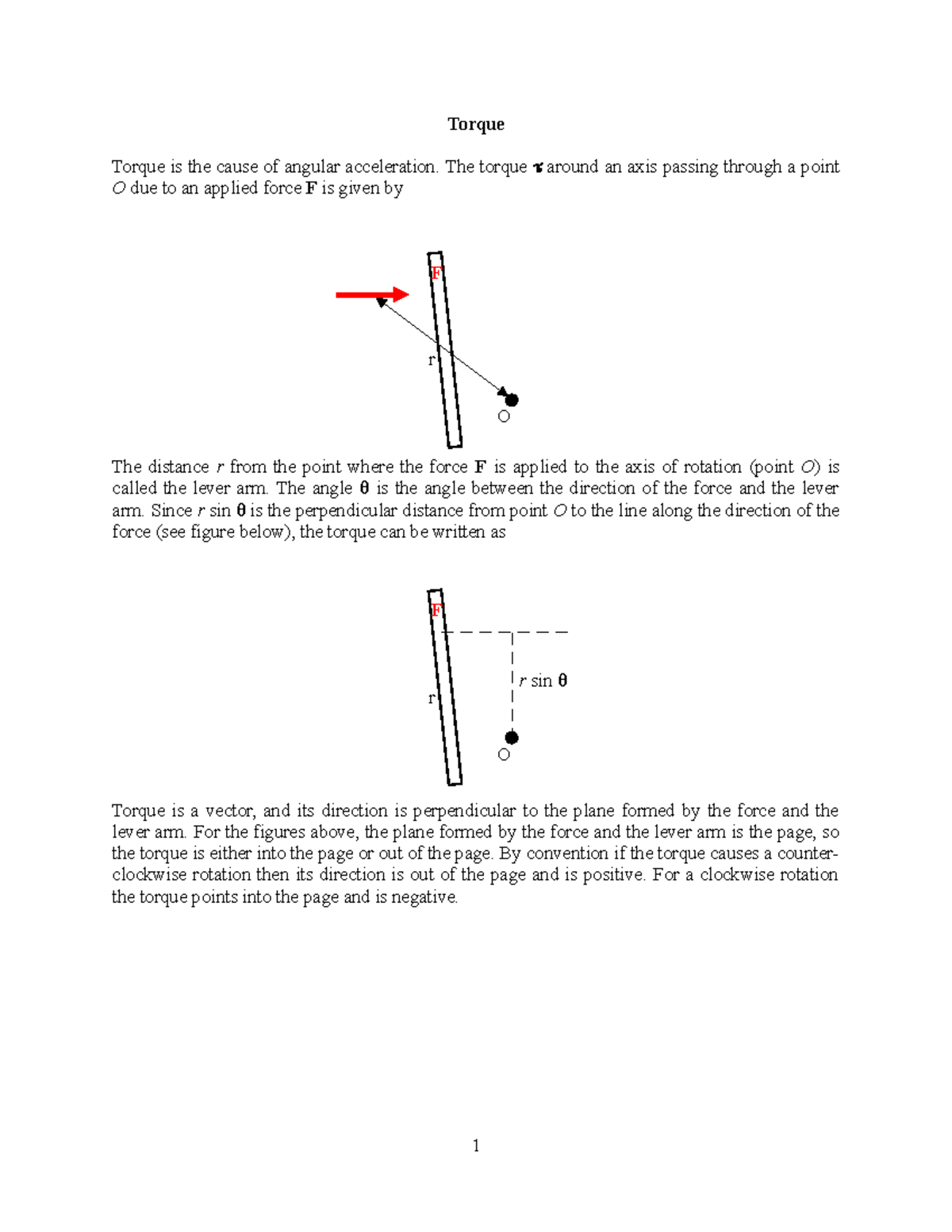Torque question - Give the way to solve and gives examples - F O r F O ...