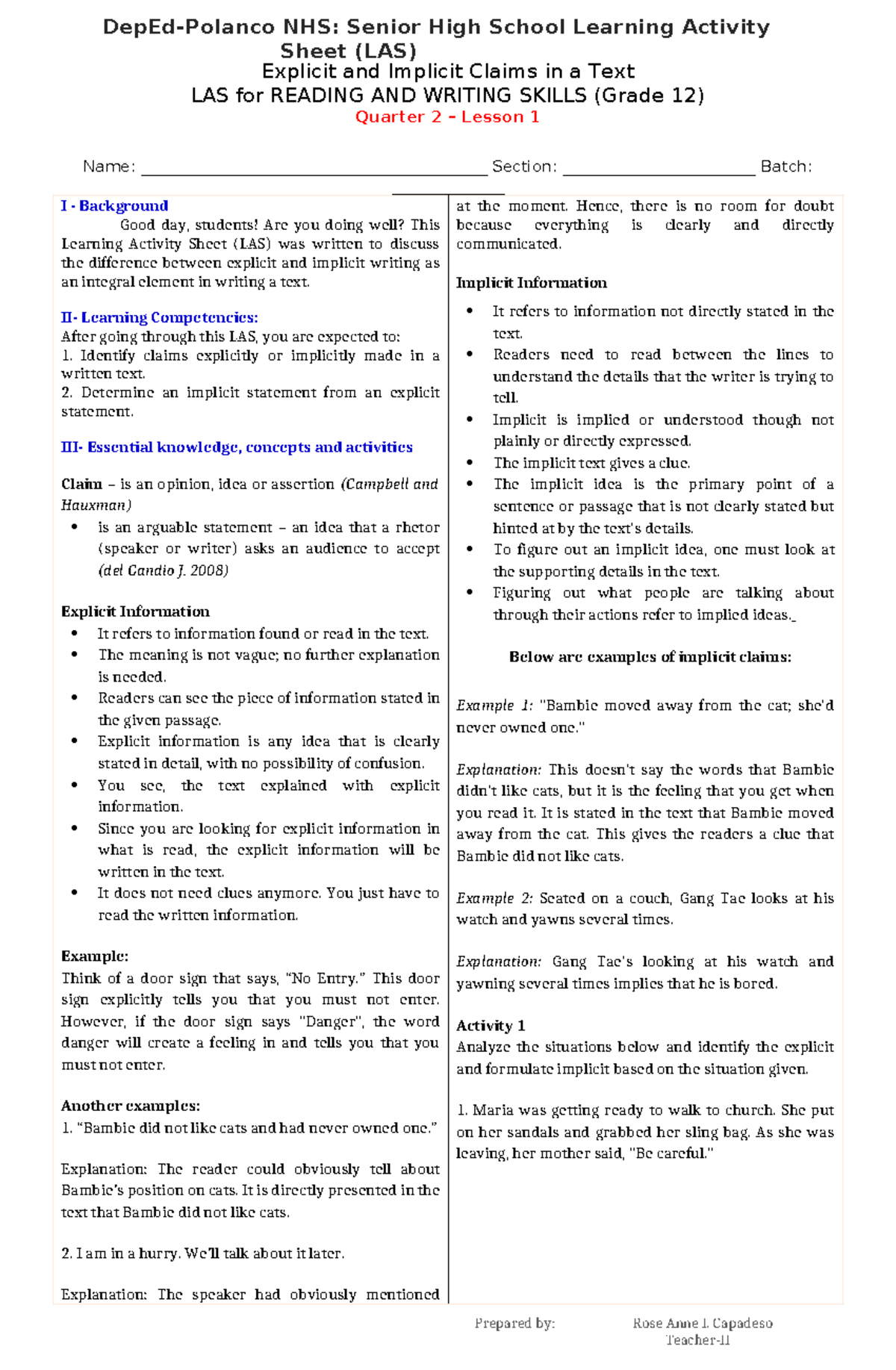 RWS-Q2-Lesson 1 - This lesson introduced explicit and implicit ...