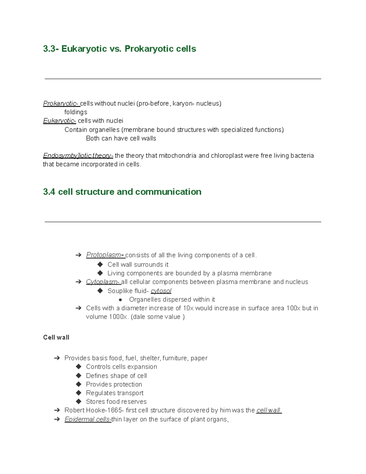 Bio history unit 3 - lecture- Dr. chau - 3- Eukaryotic vs. Prokaryotic ...
