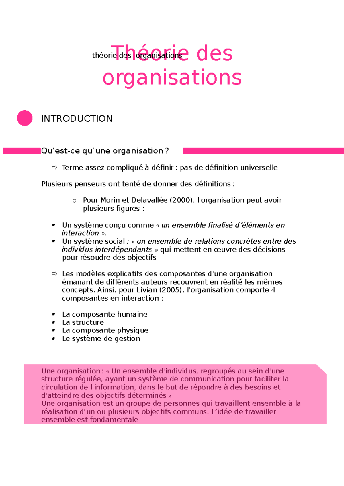 Chap1 - Théorie des organisations - l2 gestion - Théorie des ...
