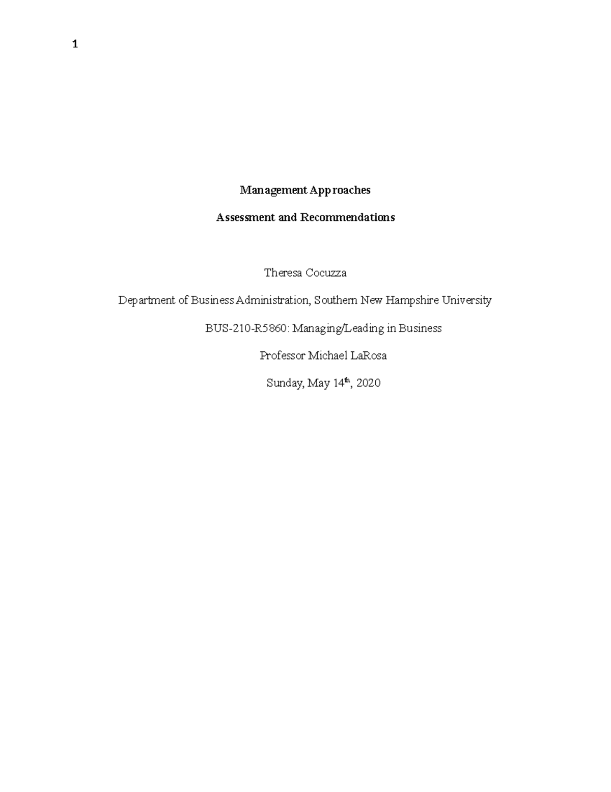 2-3 Assignment- Management Approaches - Management Approaches ...