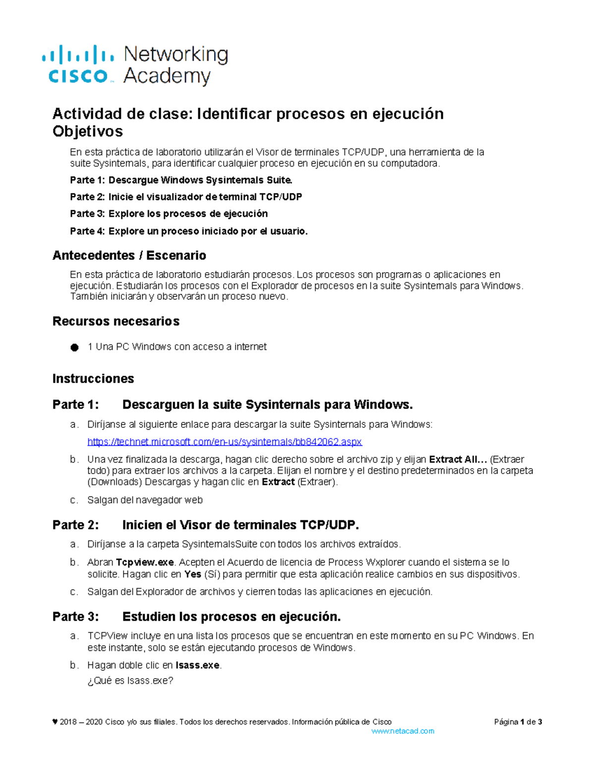 3.0.3 Class Activity - Identify Running Processes - Actividad de clase ...