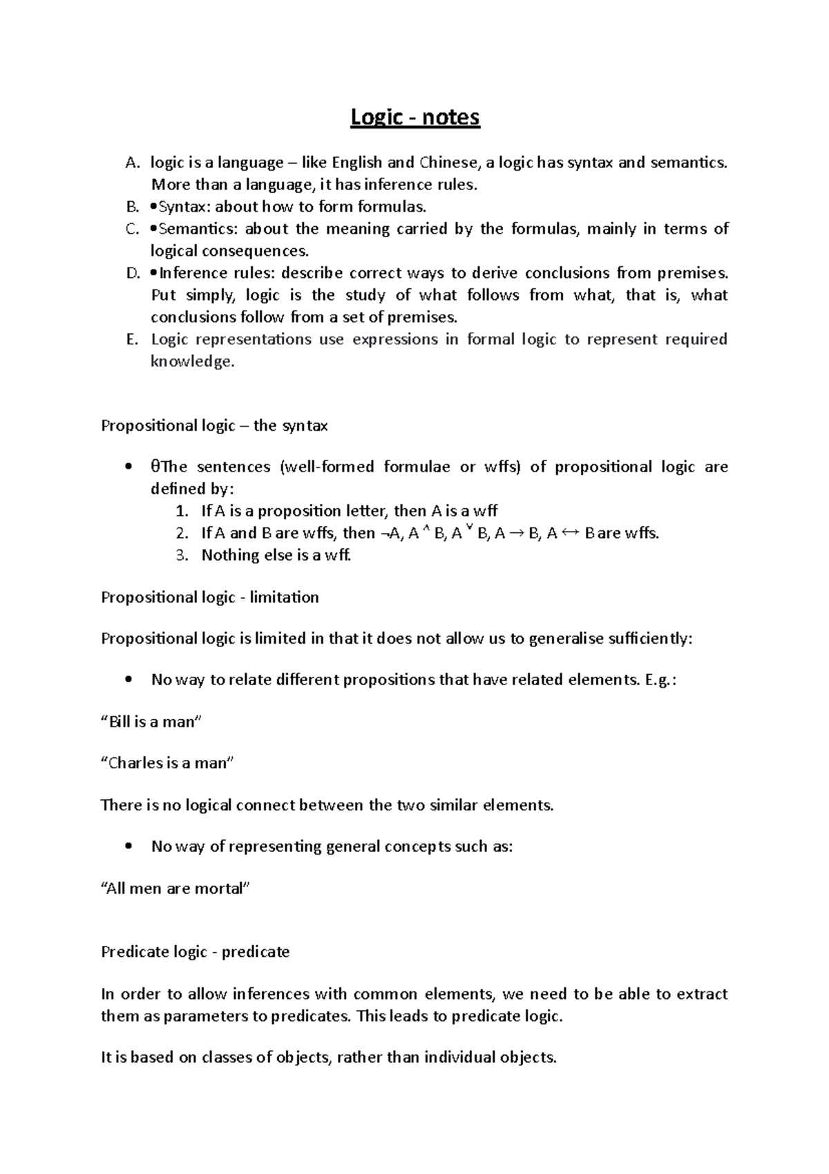Logic - notes - COMP1820 - GRE - Studocu