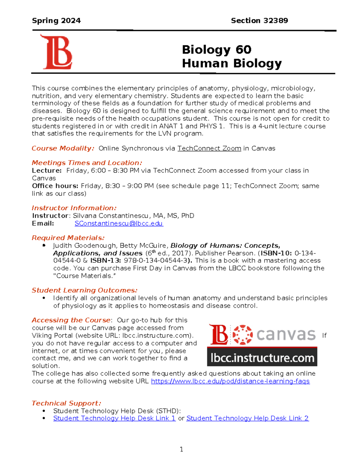 BIO60 32389 Constantinescu - Biology 60 Human Biology This course ...