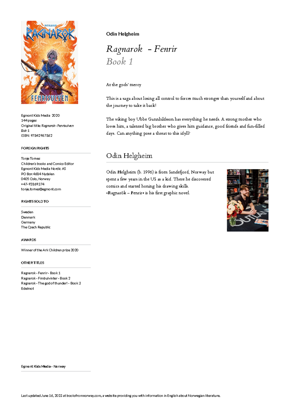 1991-ragnarok-fenrir - Odin Helgheim Ragnarok - Fenrir Book 1 At the ...