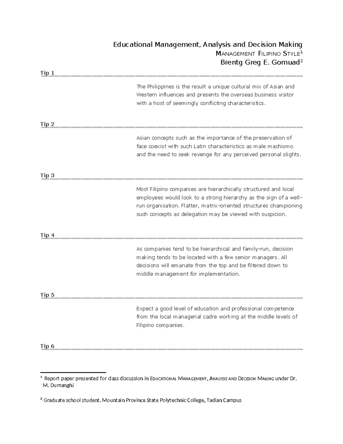 Management Filipino Style 3 tips - Educational Management, Analysis and ...