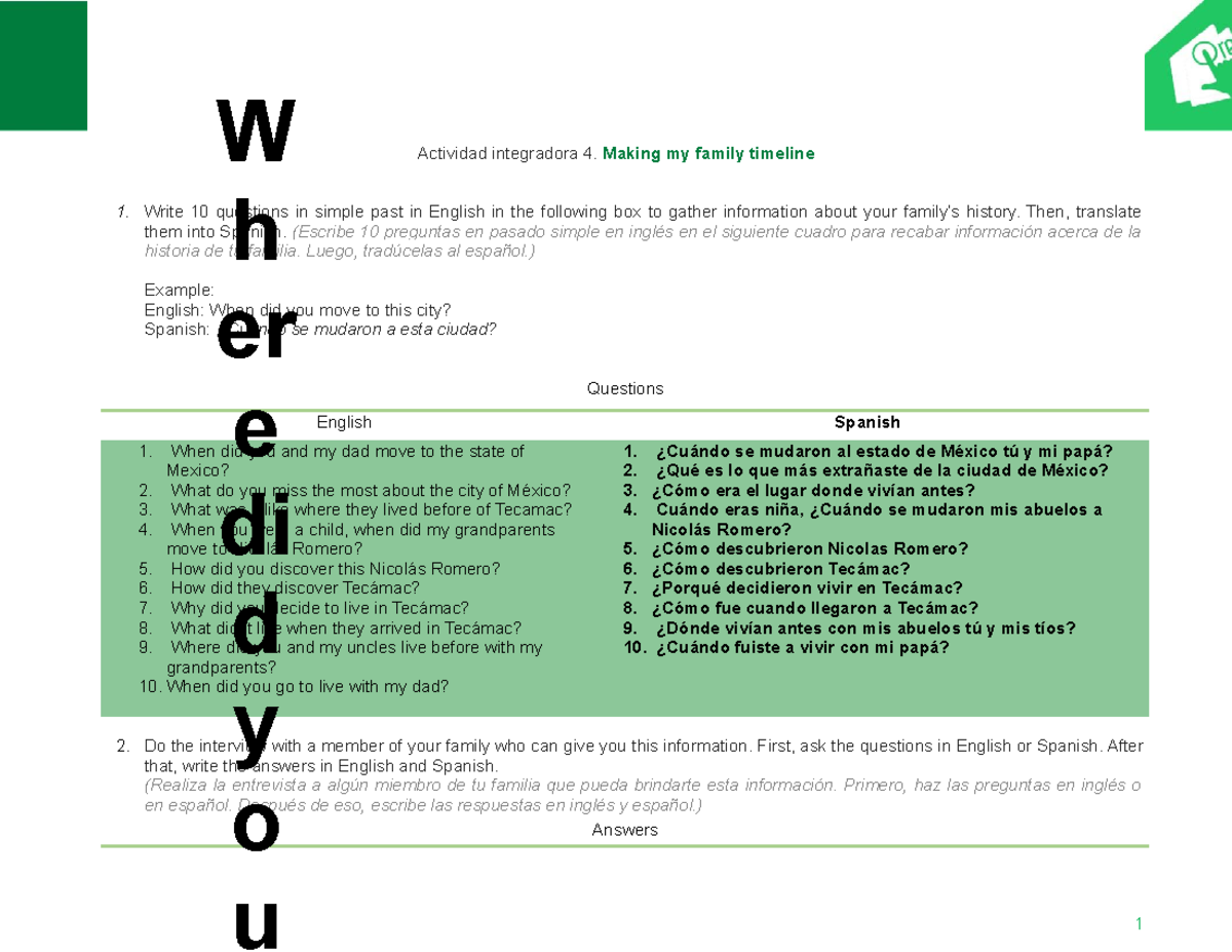 Módulo 7 semana 2 Actividad Integradora 4 - Semana 2 Unit III. Customs and traditions Actividad ...