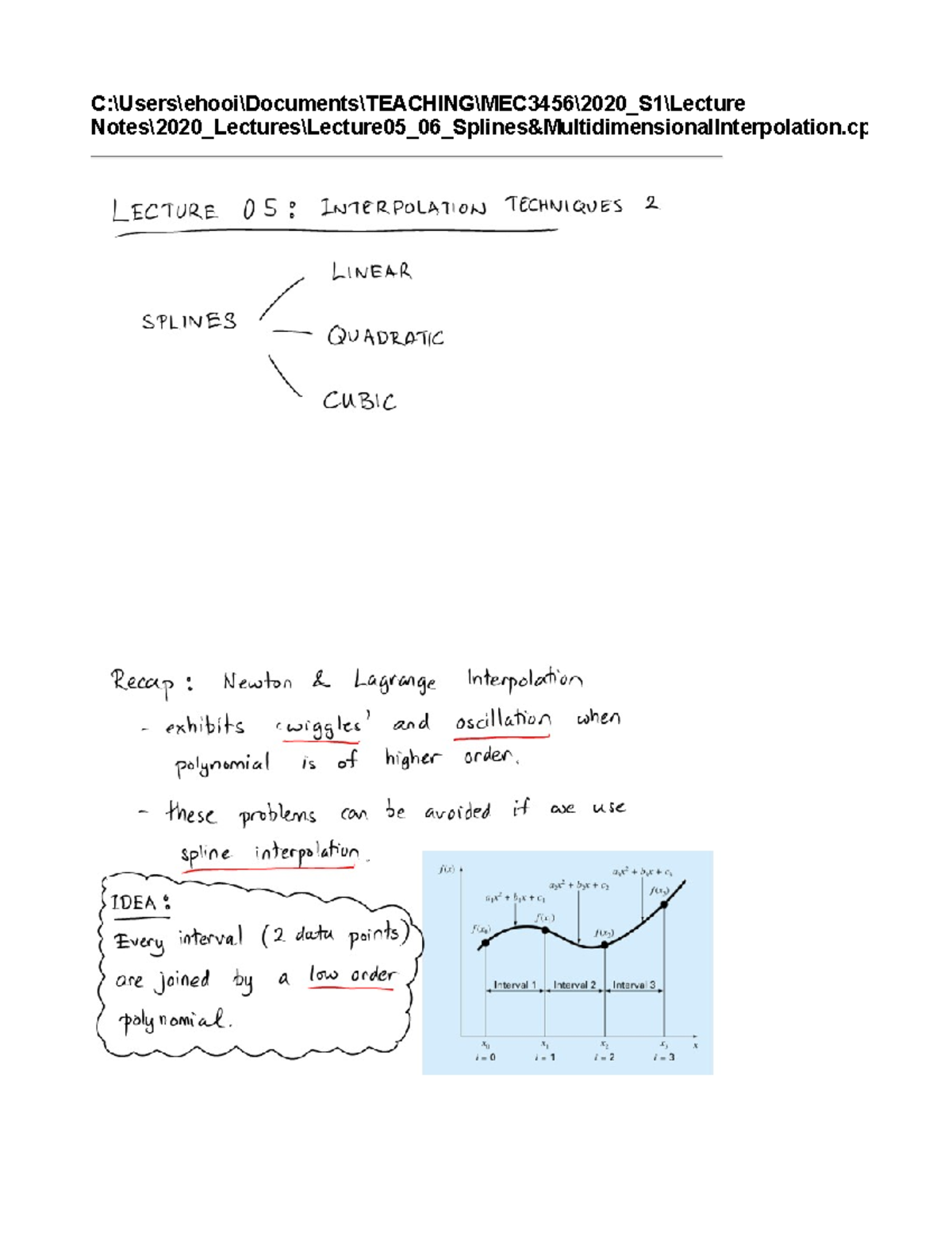 Lecture 05 06 Splines Multidimensional Interpolation - MEC2456 - - Studocu