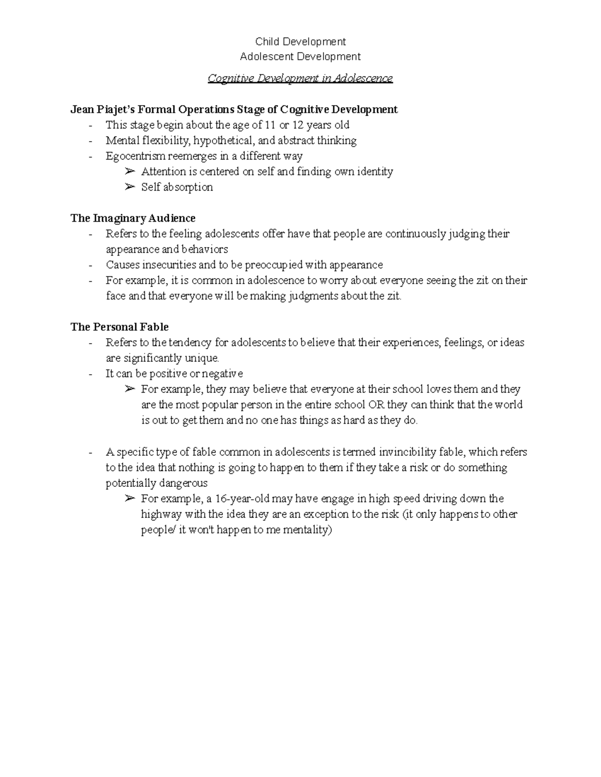 Child Development Notes - Adolescent Development - Child Development ...